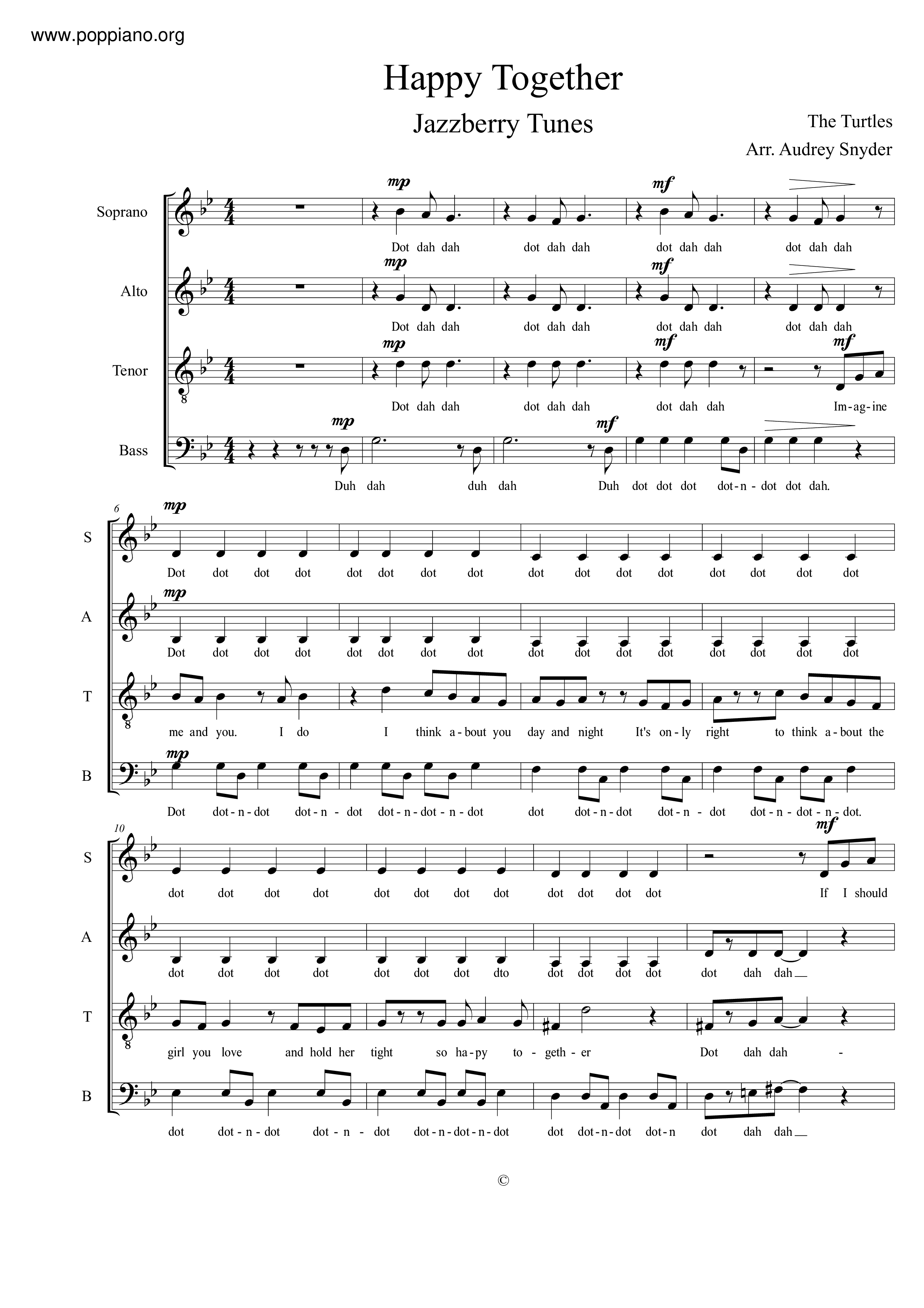 The Turtles-Happy Together Sheet Music pdf, - Free Score Download ★