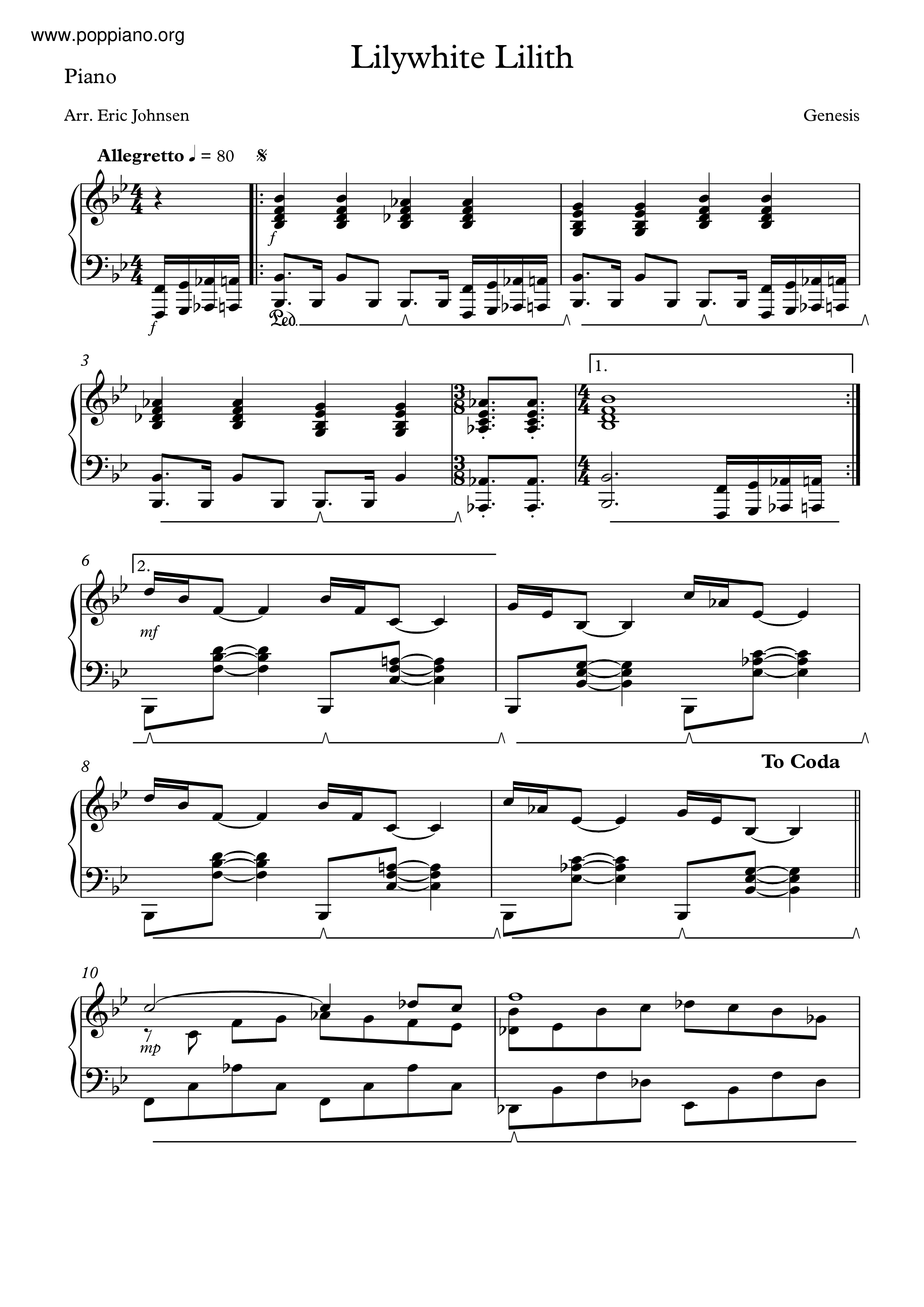 Genesis-Lilywhite Lilith Sheet Music pdf, - Free Score Download ★