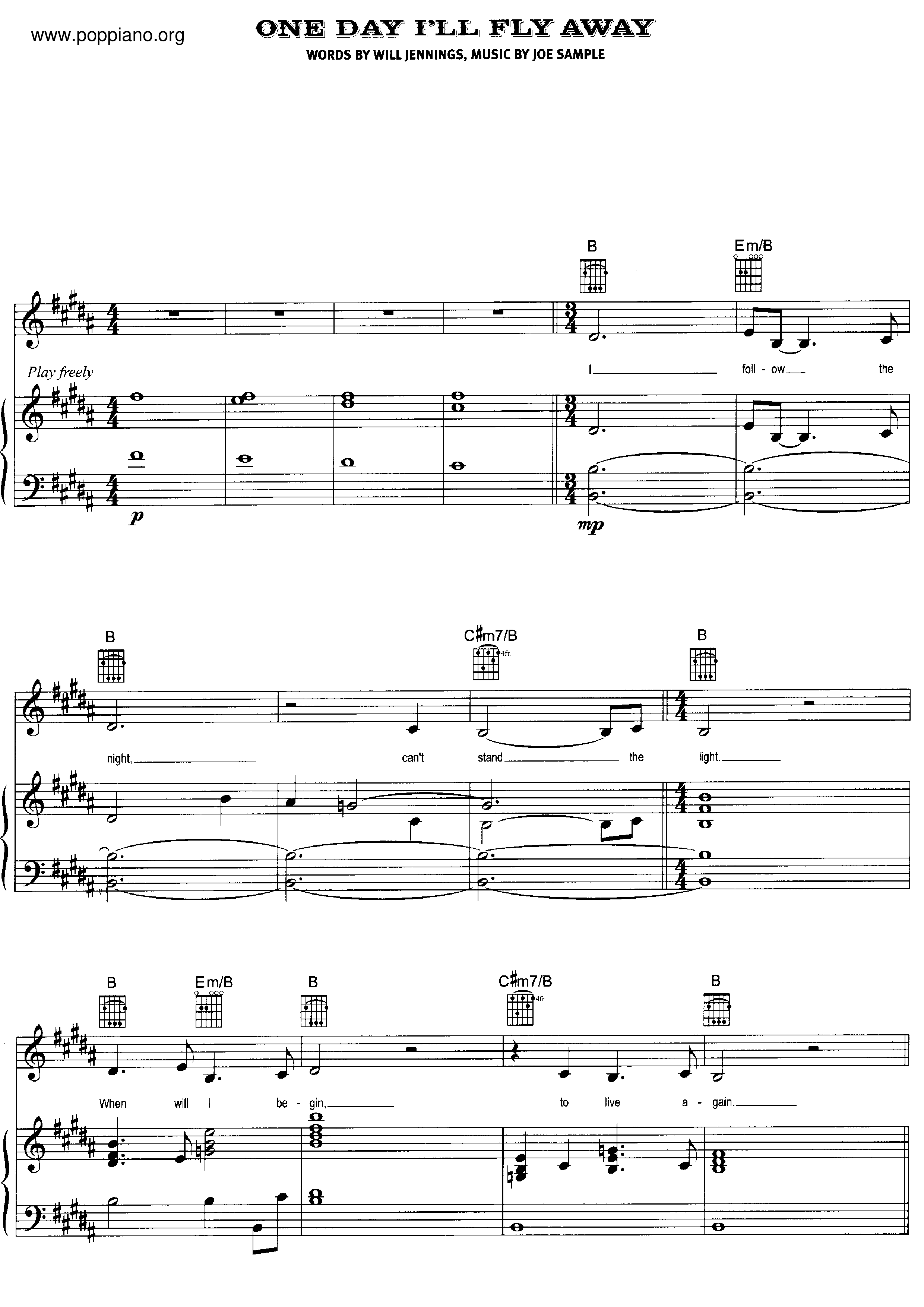 Randy Crawford-One Day I'll Fly Away Sheet Music pdf, - Free Score ...