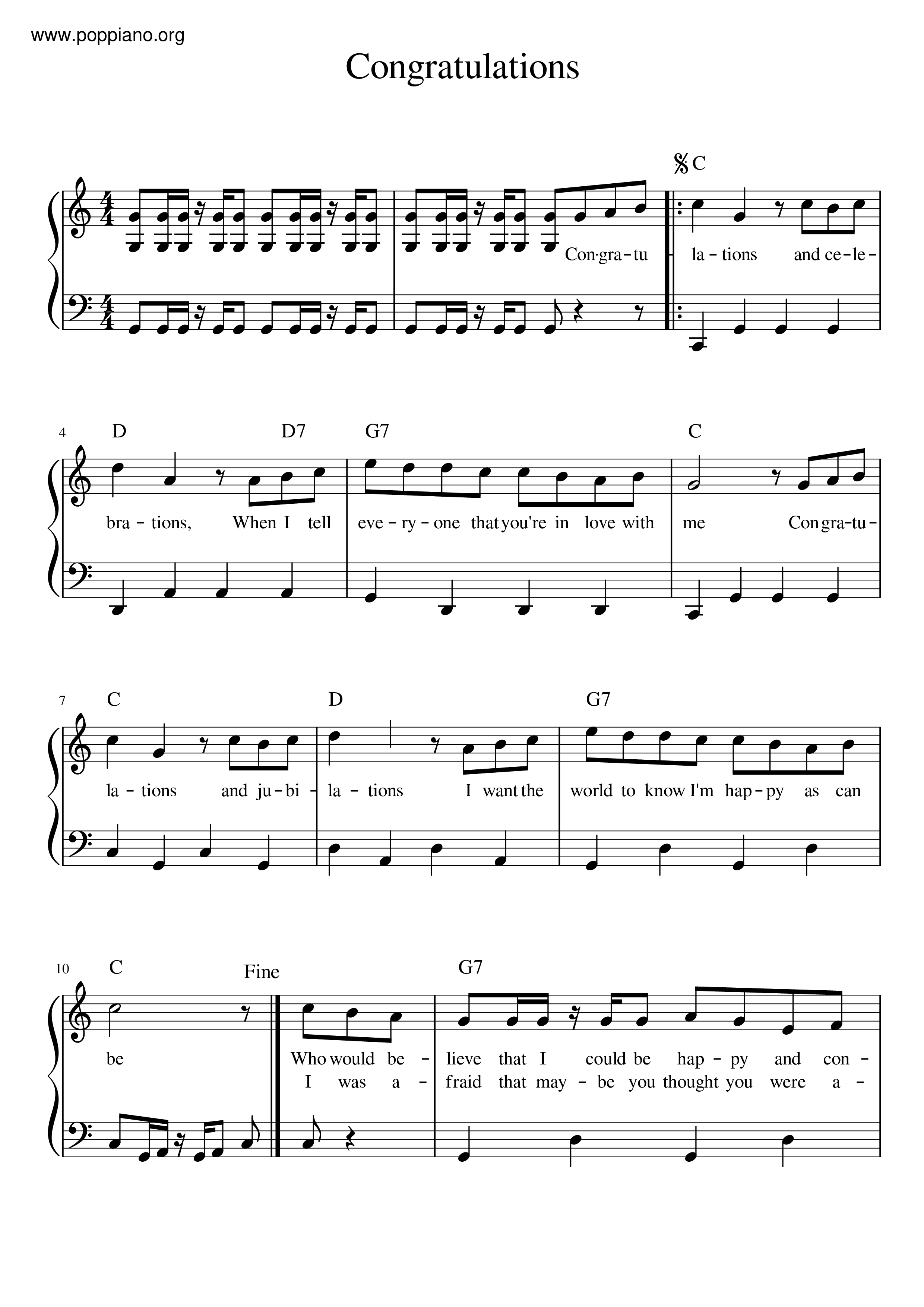 Cliff Richard-Congratulations Sheet Music pdf, - Free Score Download ★