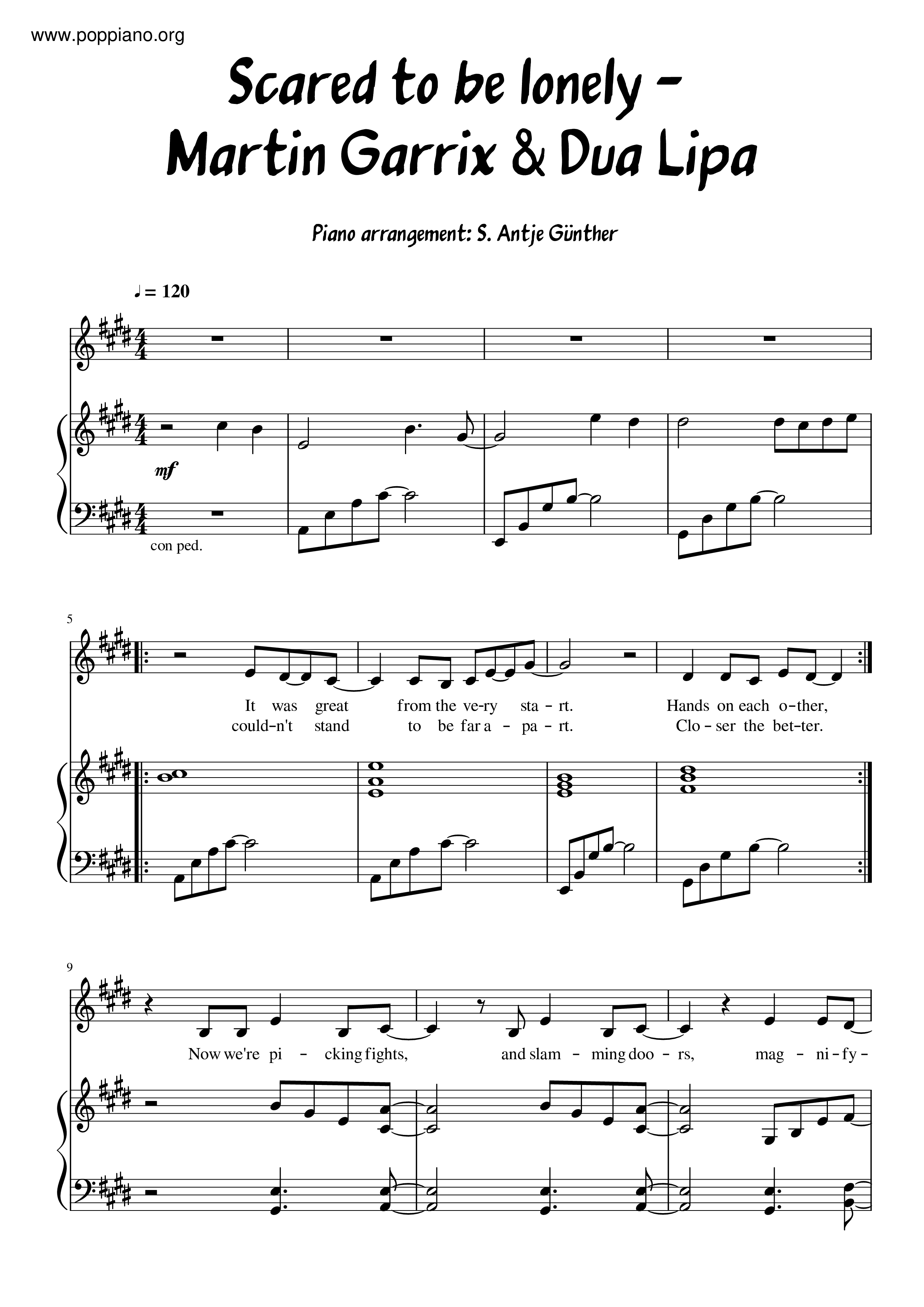 Martin Garrix, Dua Lipa-Scared To Be Lonely Sheet Music pdf, - Free ...