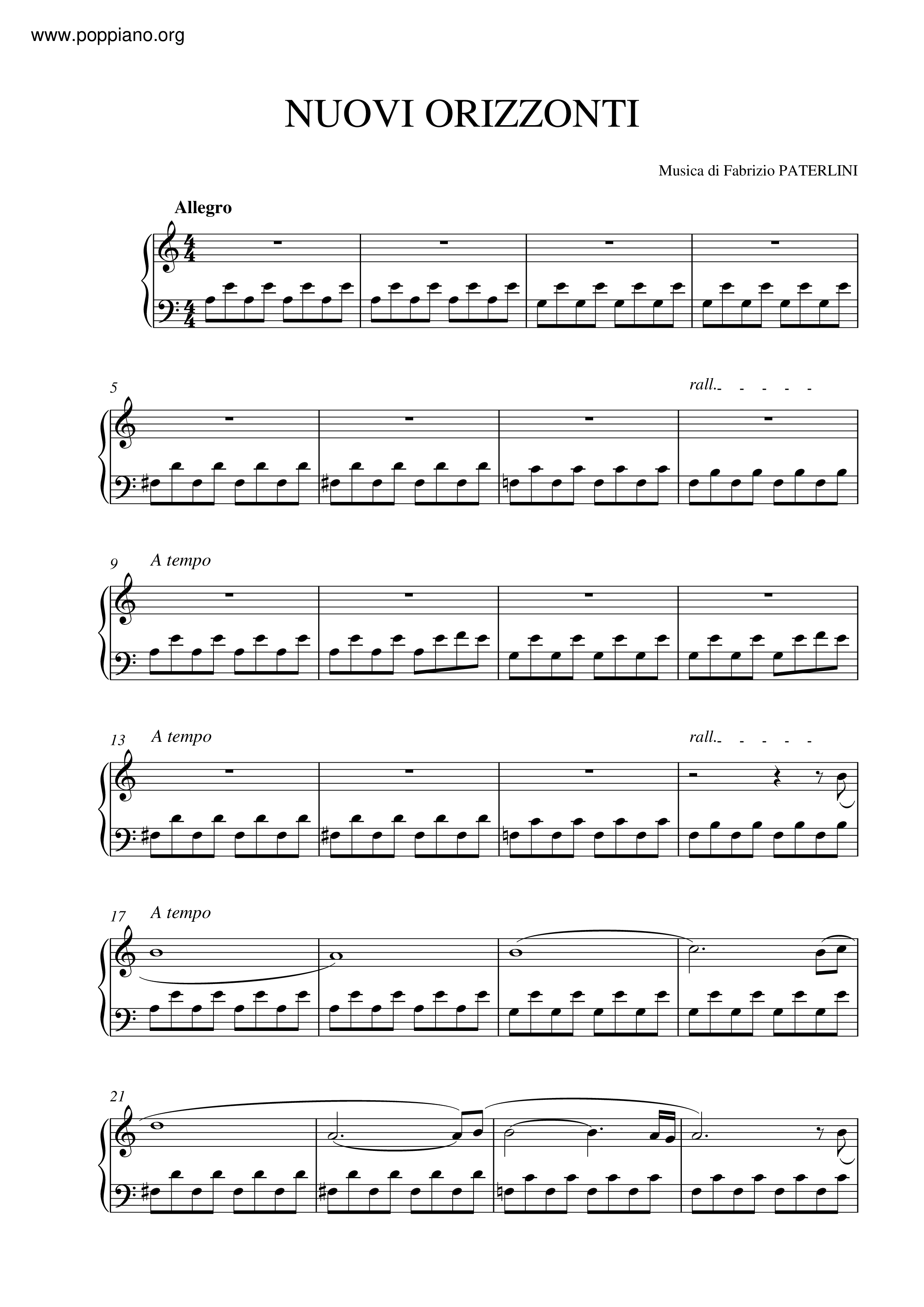 Fabrizio Paterlini-Nuovi Orizzonti Sheet Music pdf, - Free Score Download ★