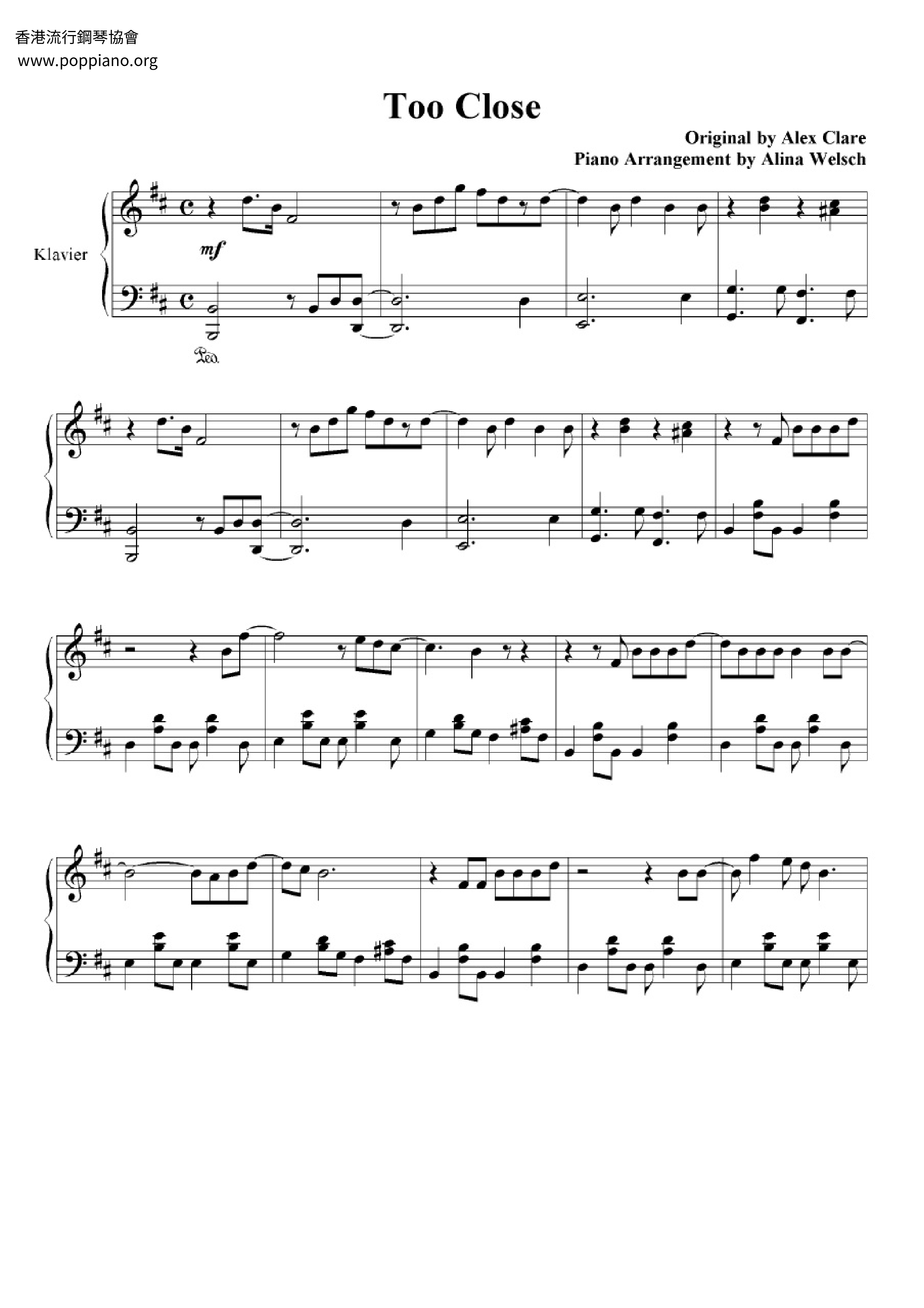 Alex Clare-Too Close Sheet Music pdf, - Free Score Download ★
