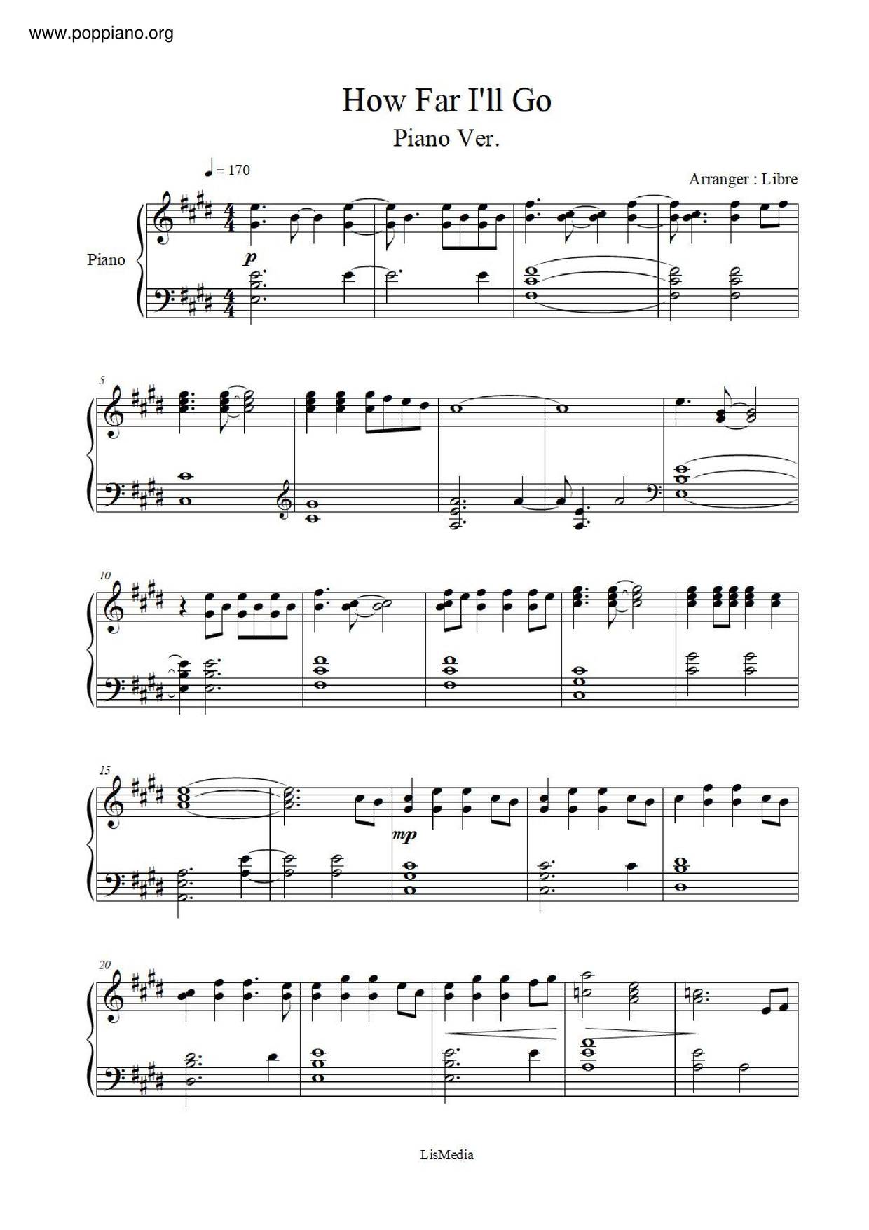 Auli'i Cravalho-Moana - How Far I'll Go Sheet Music pdf, - Free Score ...