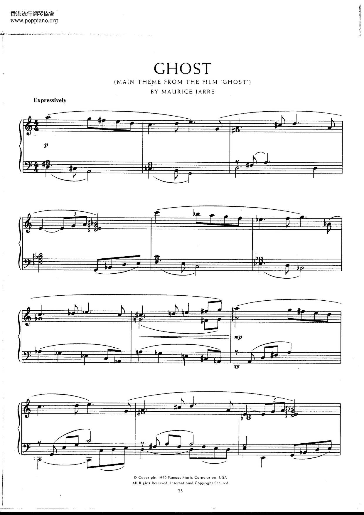 Maurice Jarre-Ghost Sheet Music pdf, - Free Score Download ★