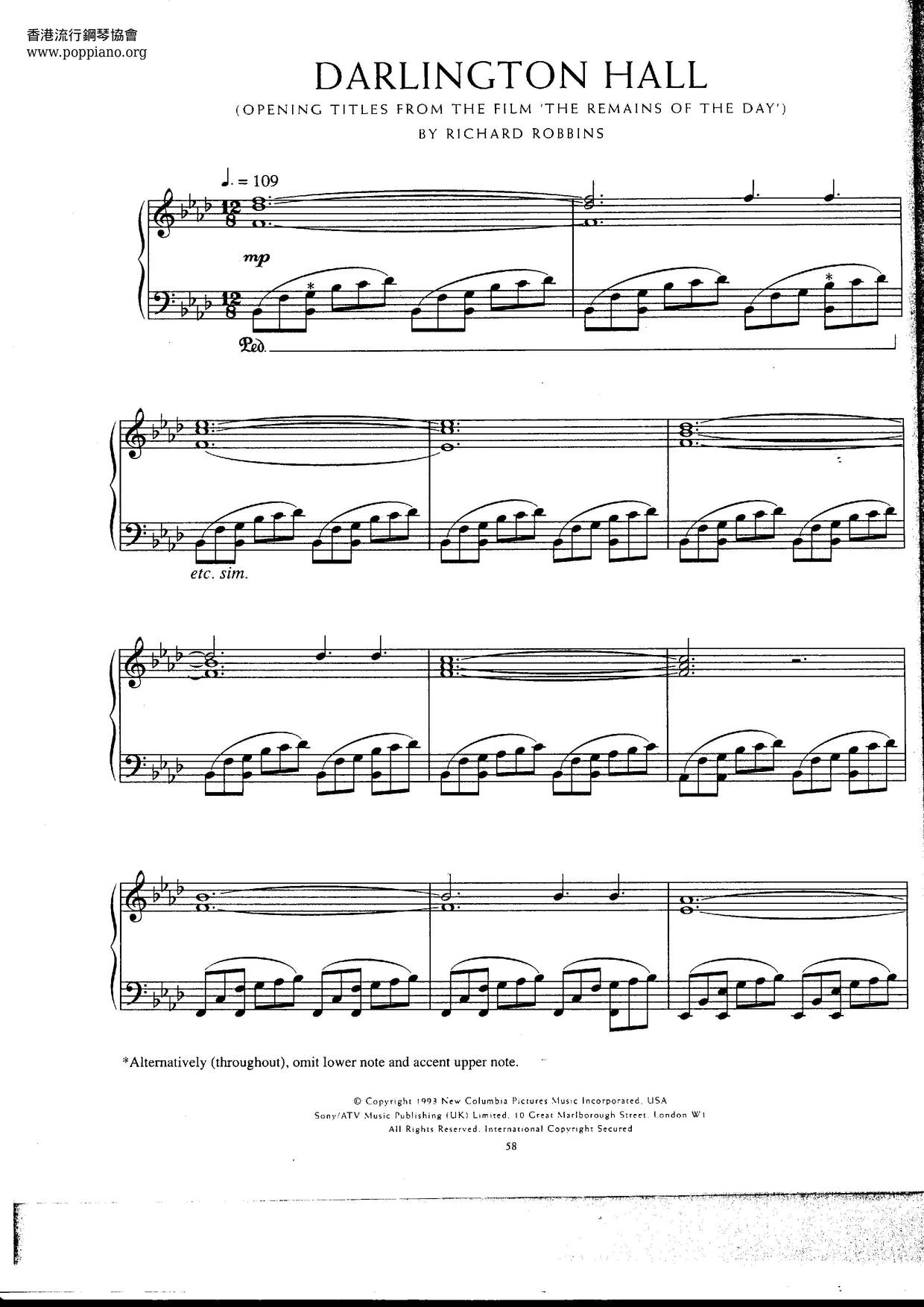 The Remains Of The Day-Darlington Hall Sheet Music pdf, - Free Score ...