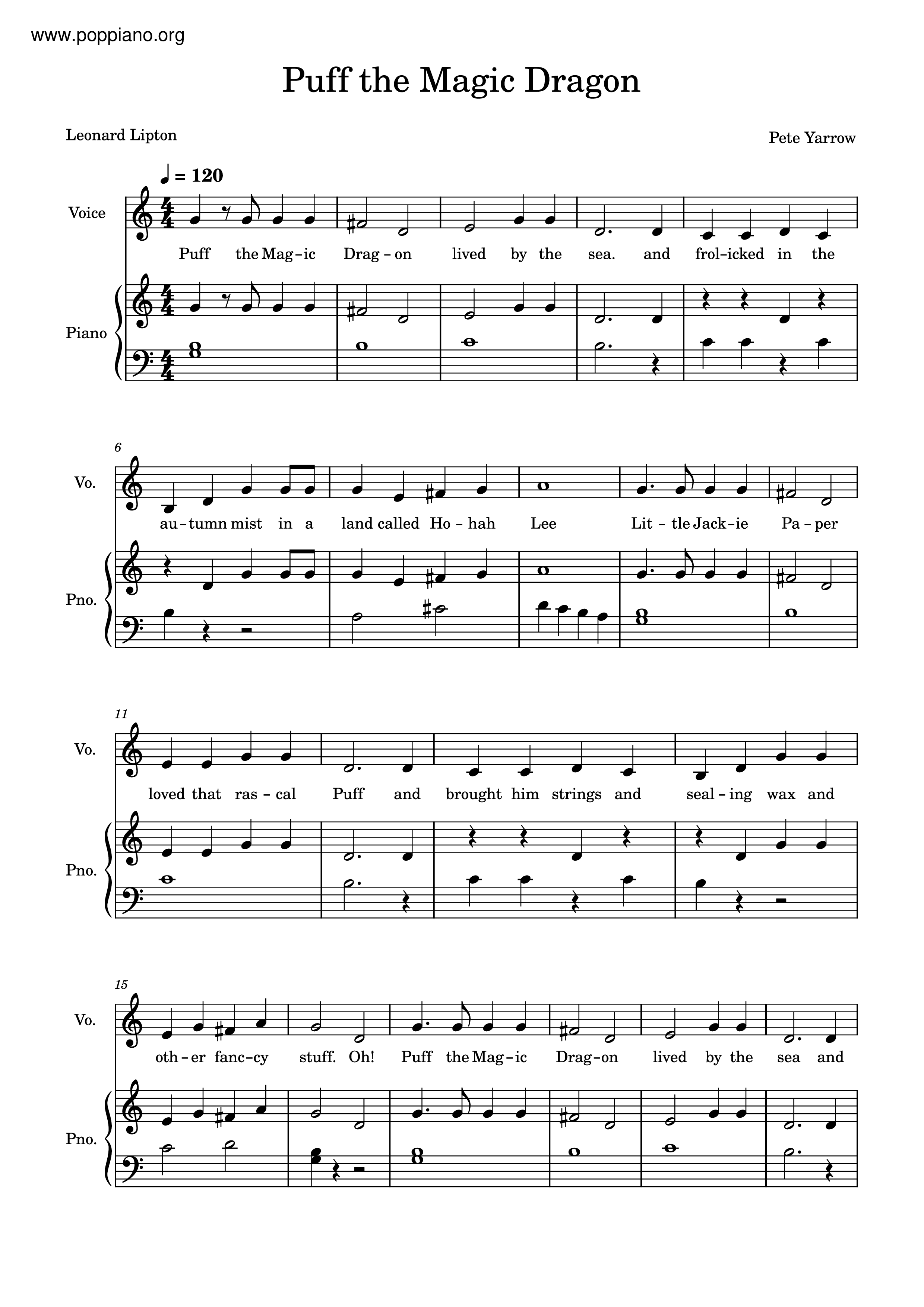 Peter, Paul And Mary-Puff The Magic Dragon Sheet Music pdf, - Free ...