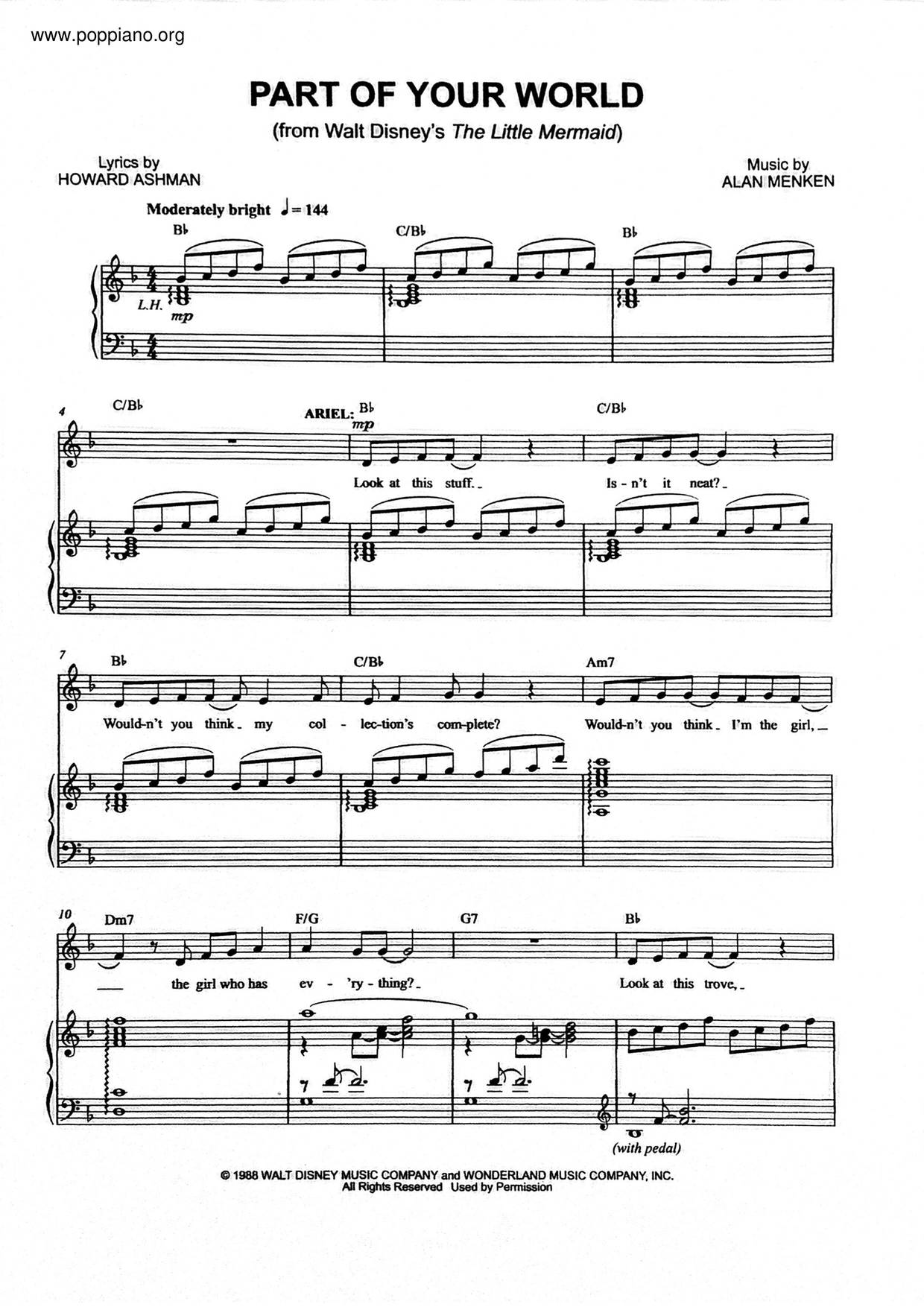 hymn-Part Of Your World Sheet Music pdf, - Free Score Download ★