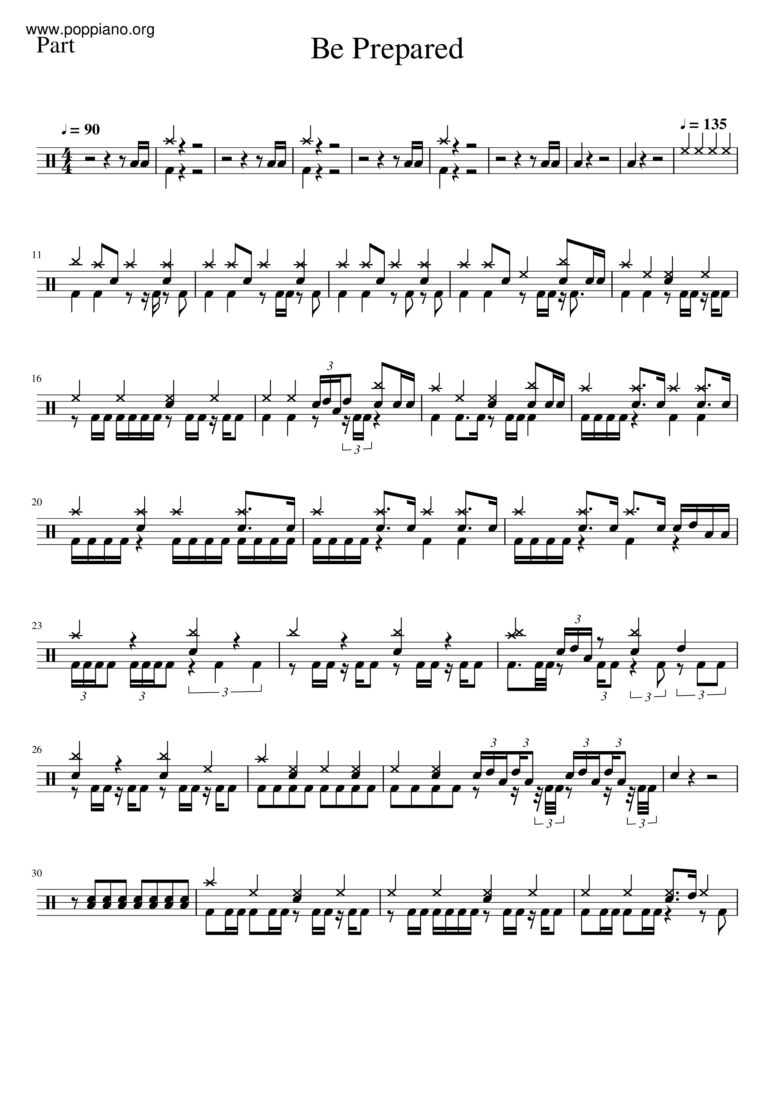 Elton John-Be Prepared Drum Tab pdf, - Free Score Download ★