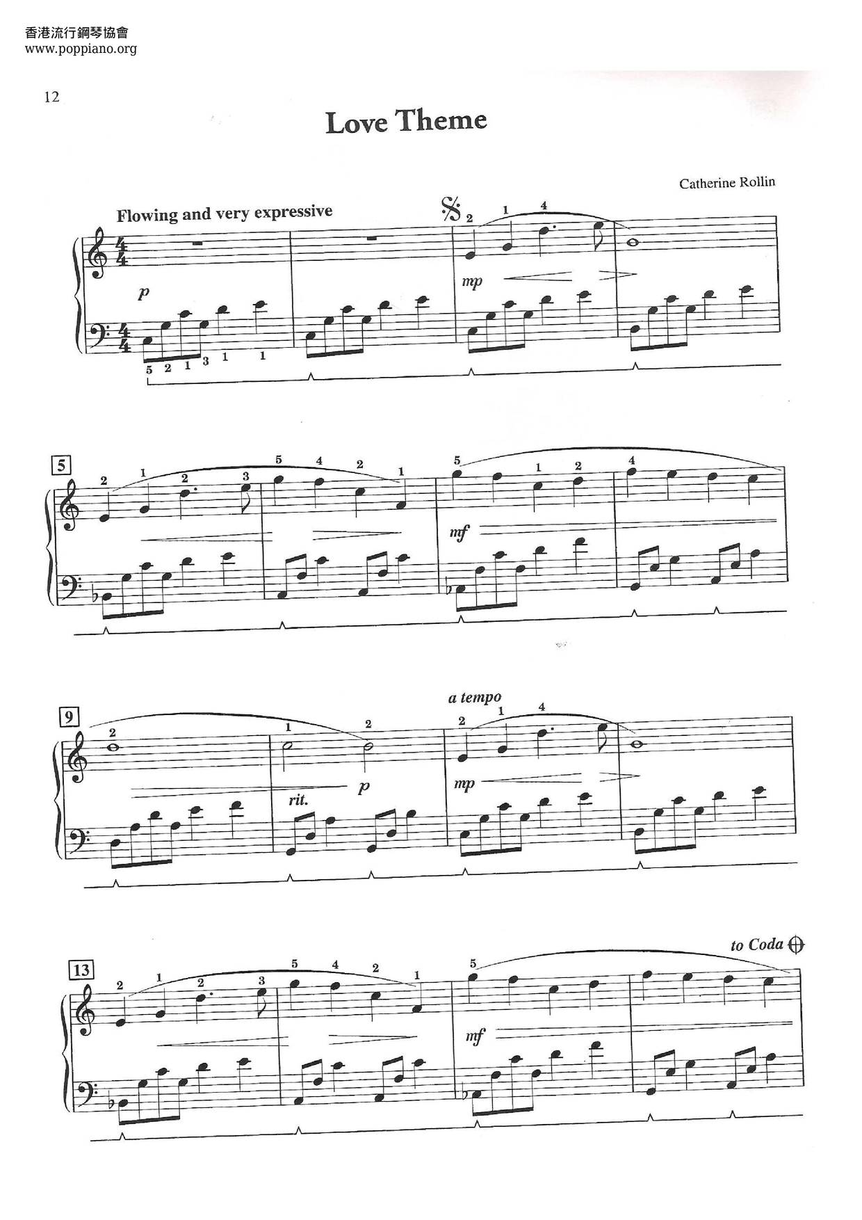 Catherine Rollin-Love Theme Sheet Music pdf, - Free Score Download ★