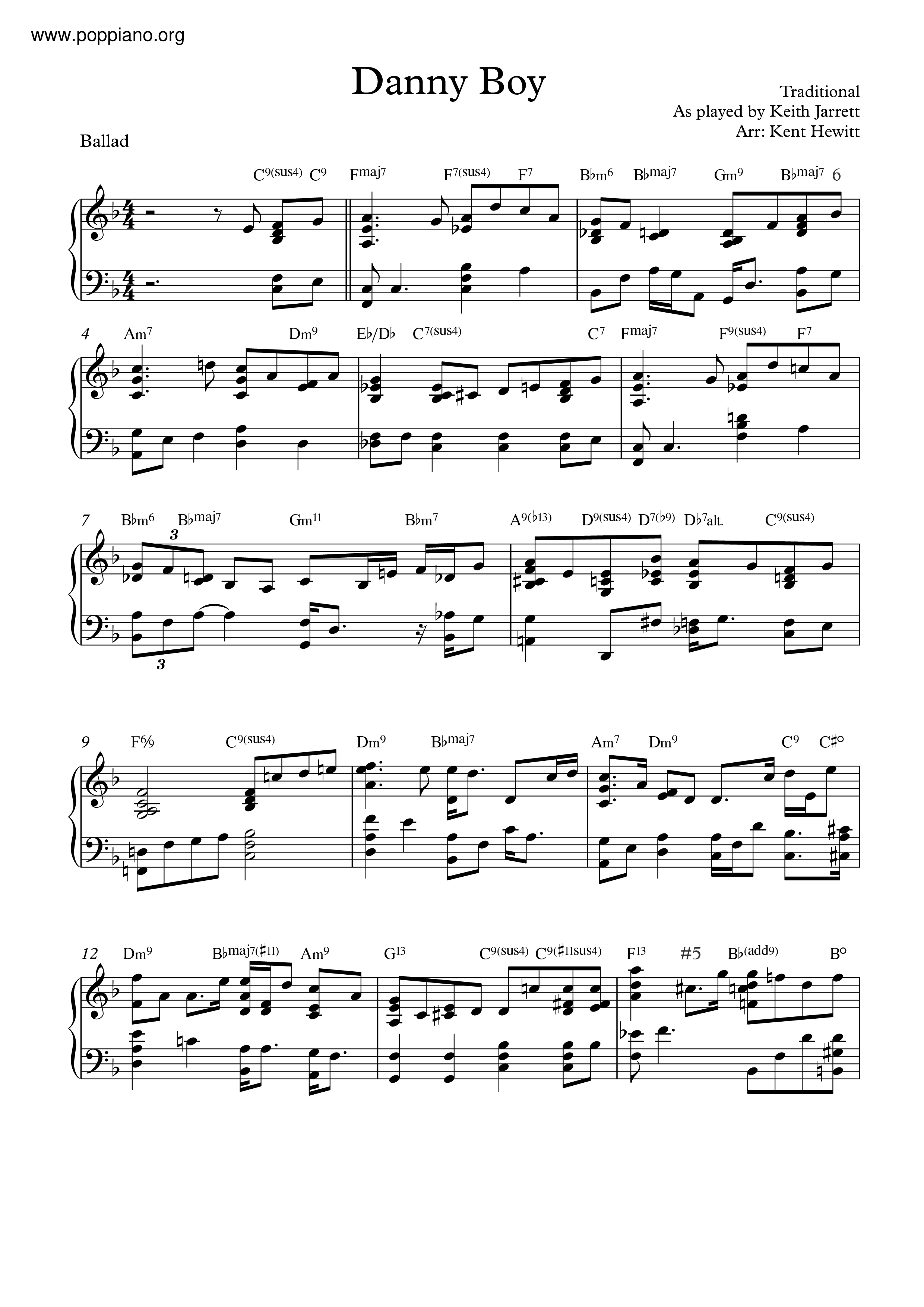 Irish traditional music-Danny Boy / Londonderry Air Sheet Music pdf ...