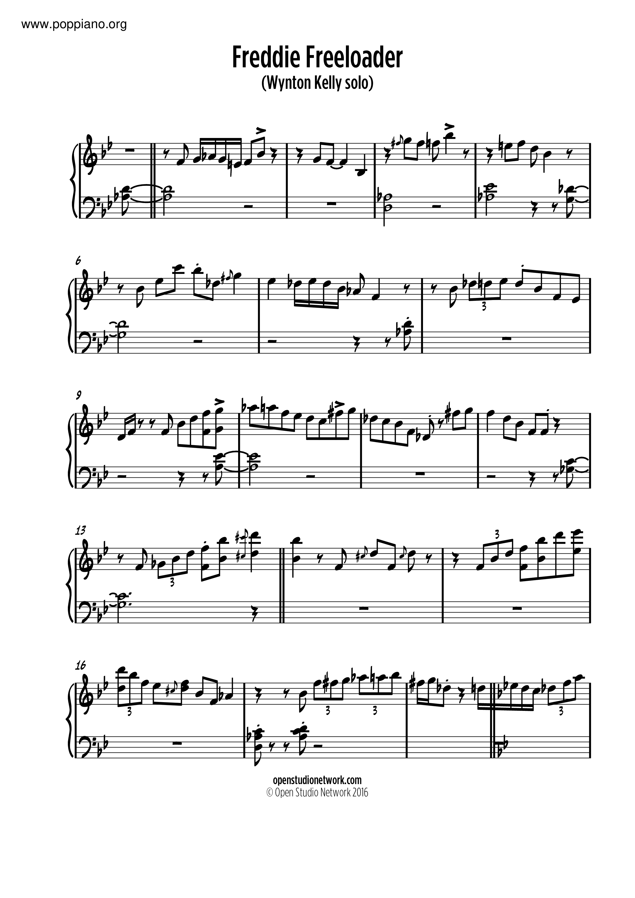 Miles Davis-Freddie Freeloader Sheet Music pdf, - Free Score Download ★