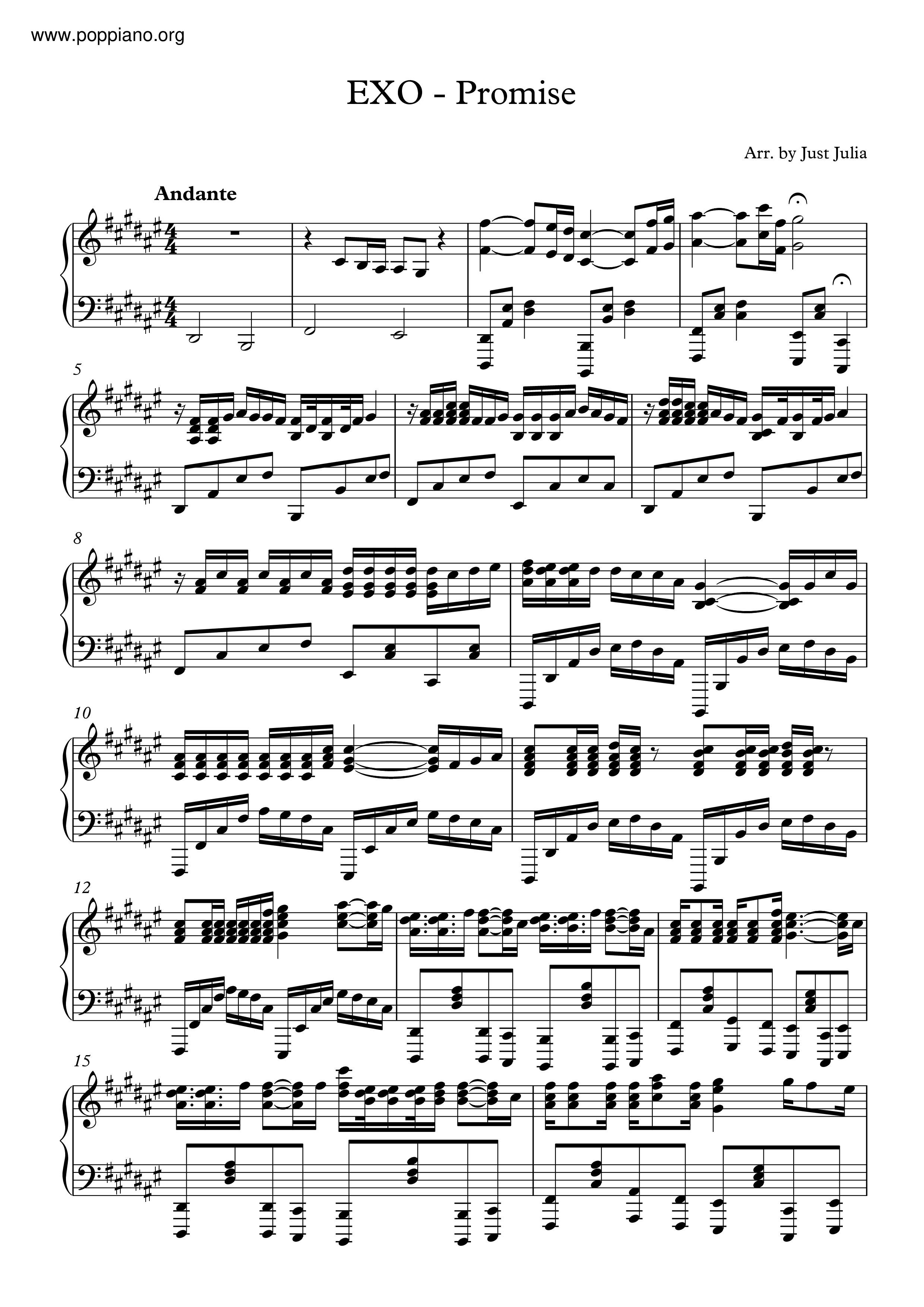 EXO-Promise Sheet Music pdf, - Free Score Download ★