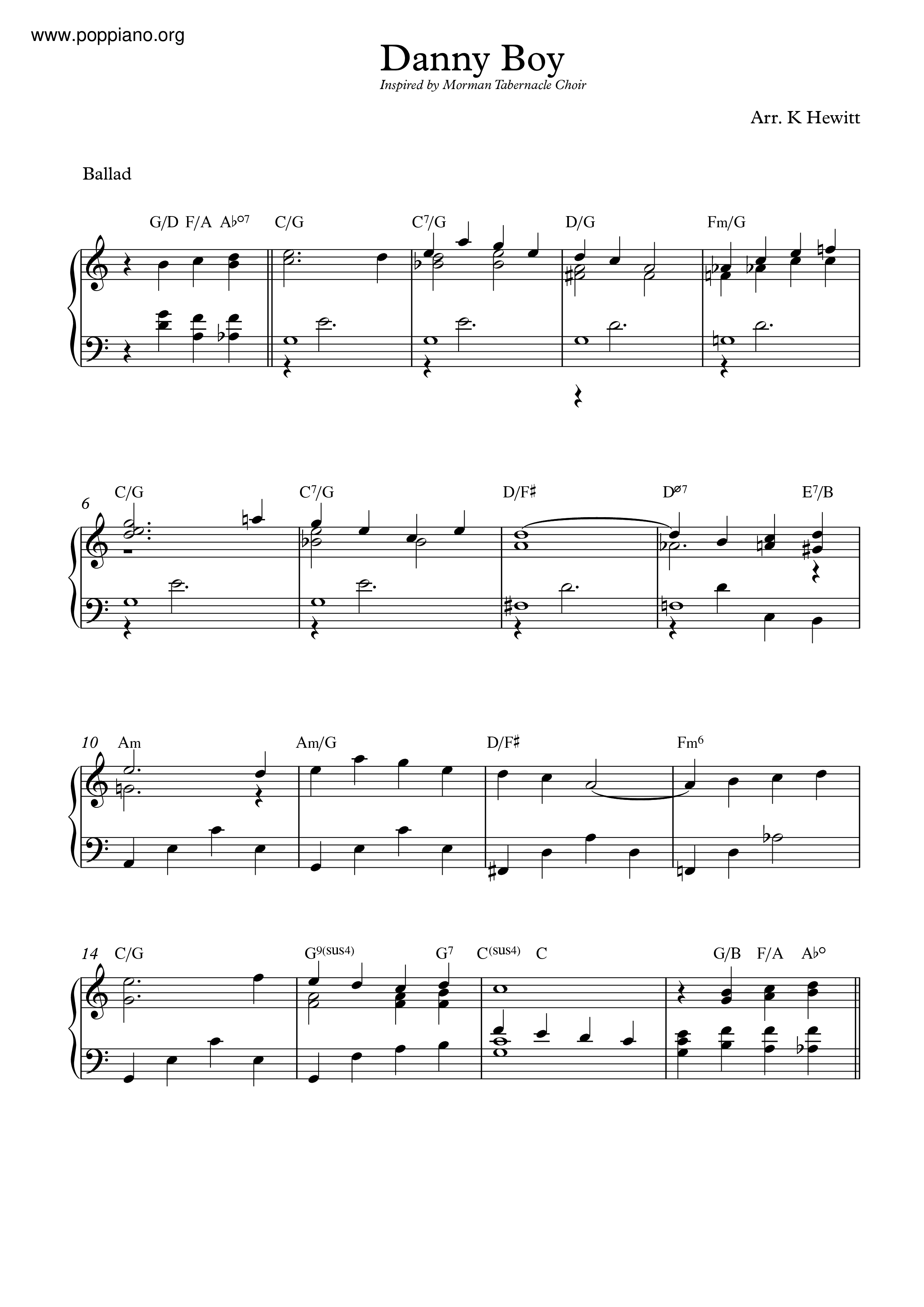 Irish traditional music-Danny Boy / Londonderry Air Sheet Music pdf ...