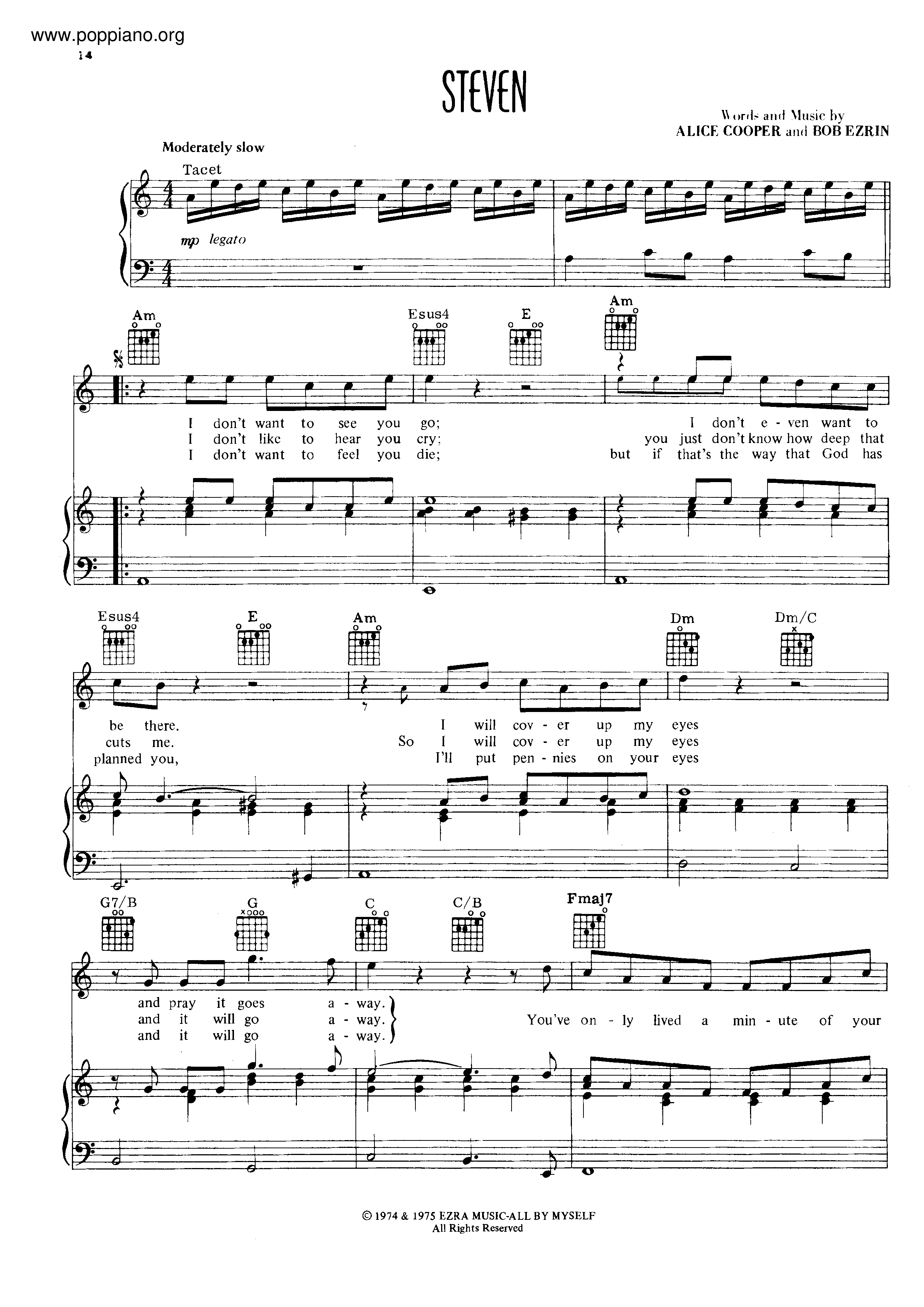 Alice Cooper-Steven Sheet Music pdf, - Free Score Download ★