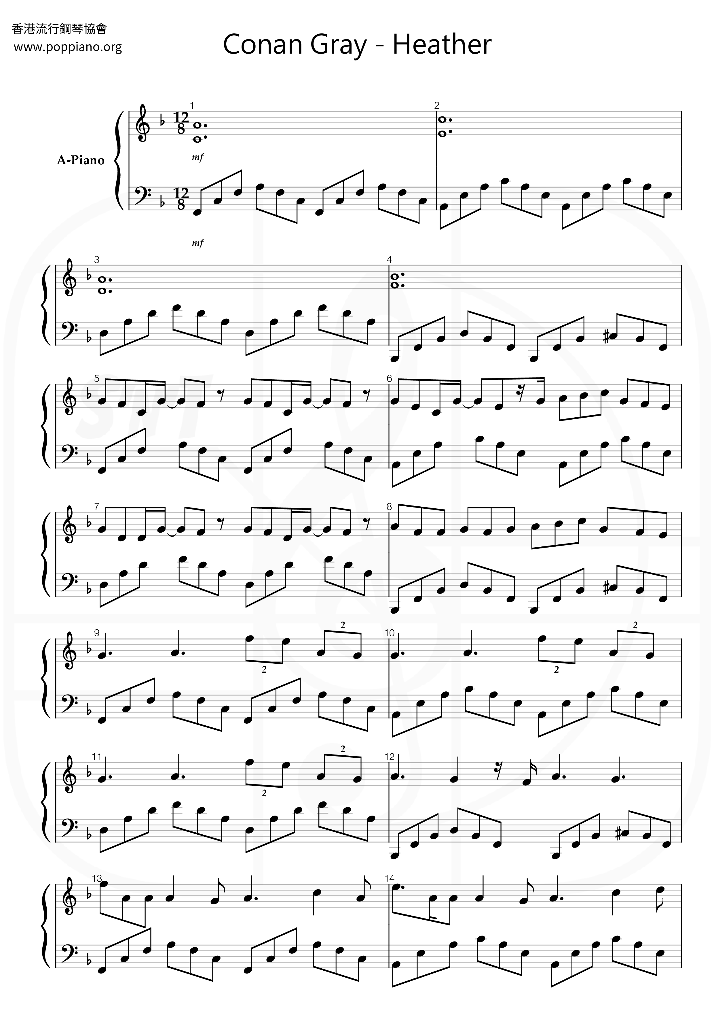 Conan Gray-Heather Sheet Music pdf, - Free Score Download ★