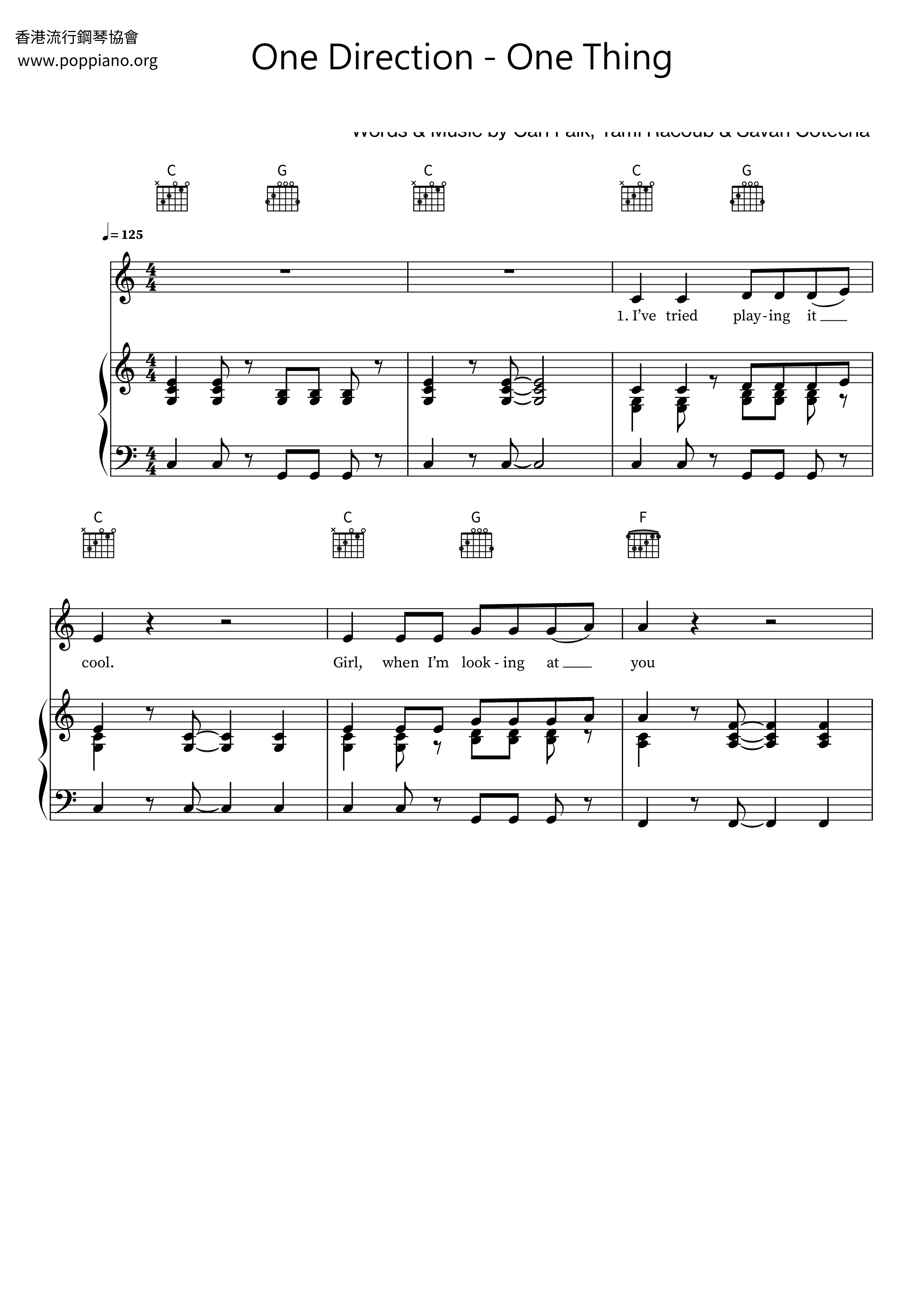 One Direction-One Th Ing Sheet Music pdf, - Free Score Download ★