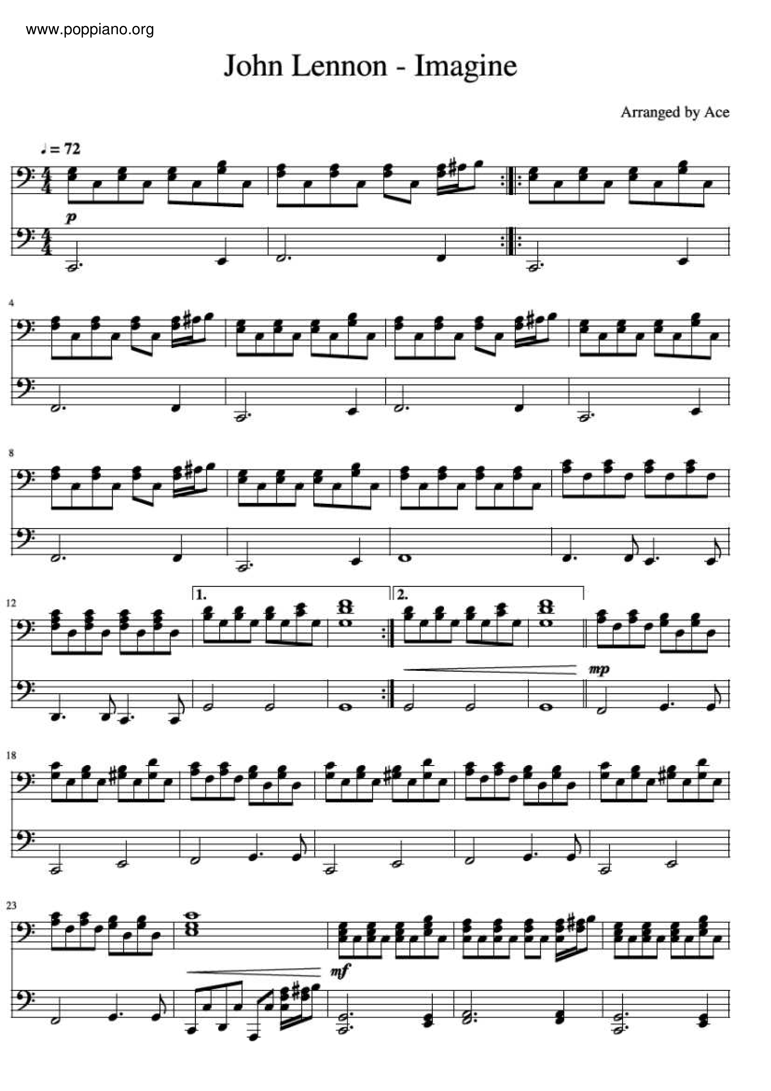 John Lennon-Imagine Sheet Music pdf, - Free Score Download ★