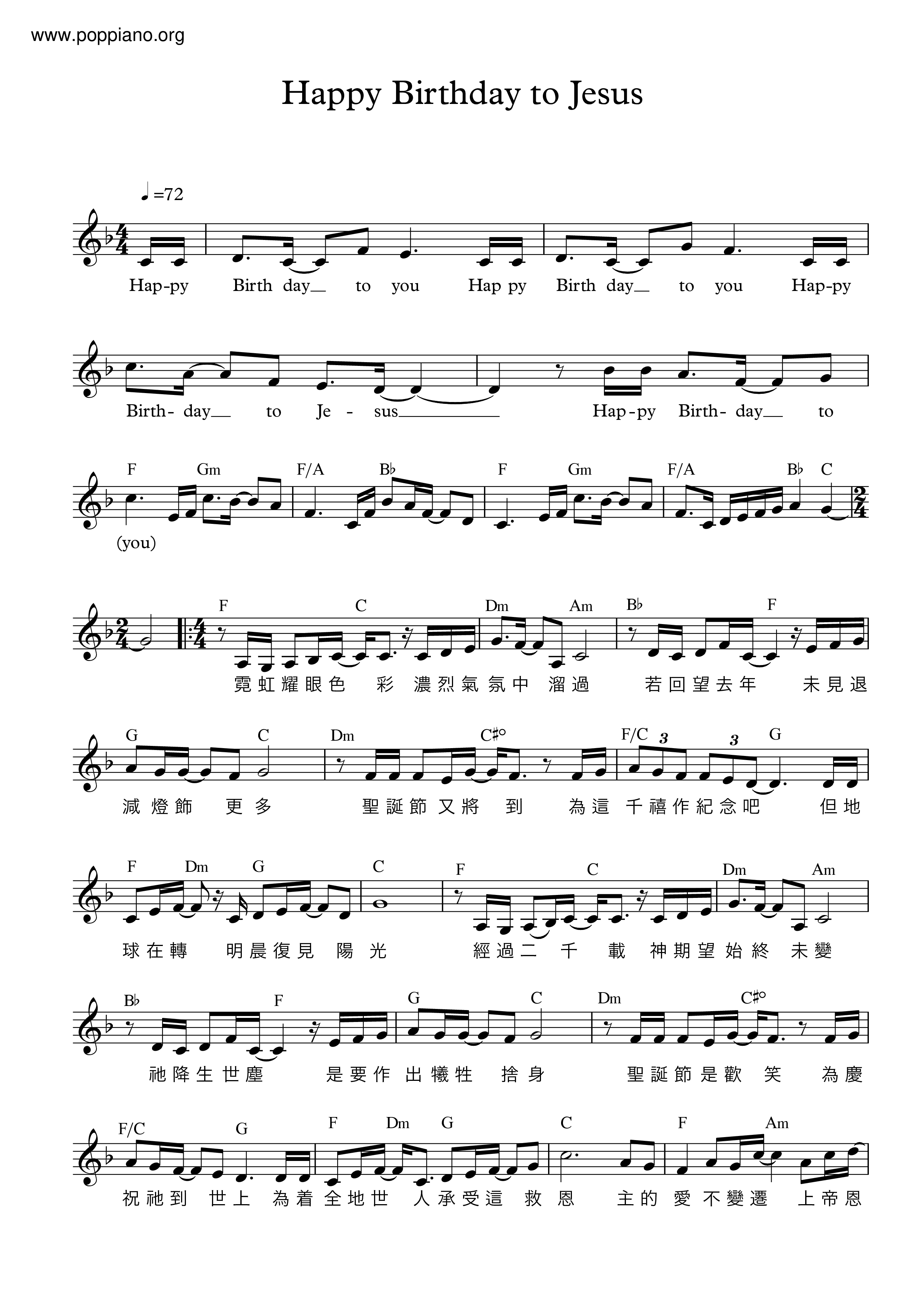 Hymn-Happy Birthday To Jesus Sheet Music pdf, - Free Score Download ★