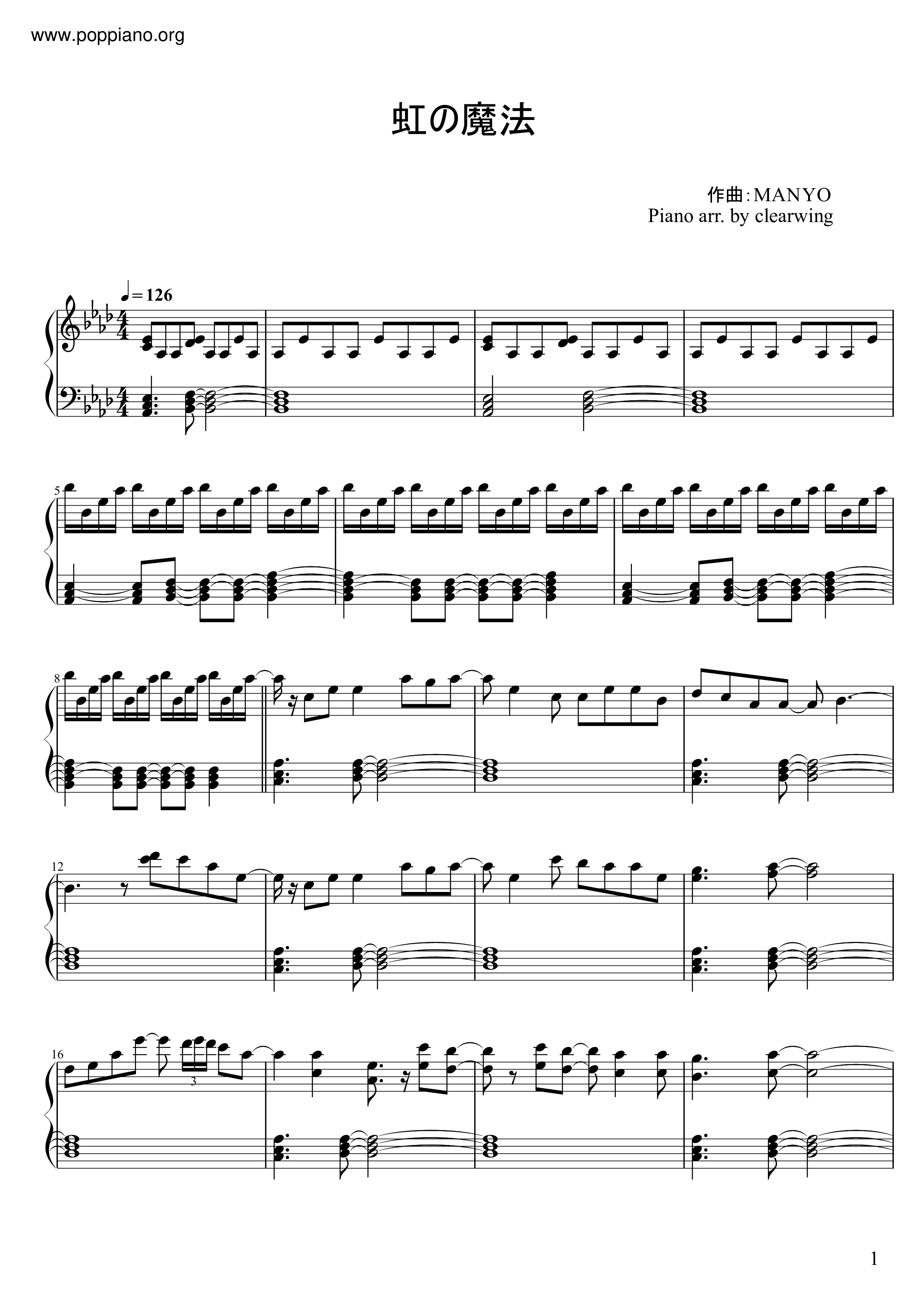 Manyo-Rainbow Magic Sheet Music pdf, - Free Score Download ★