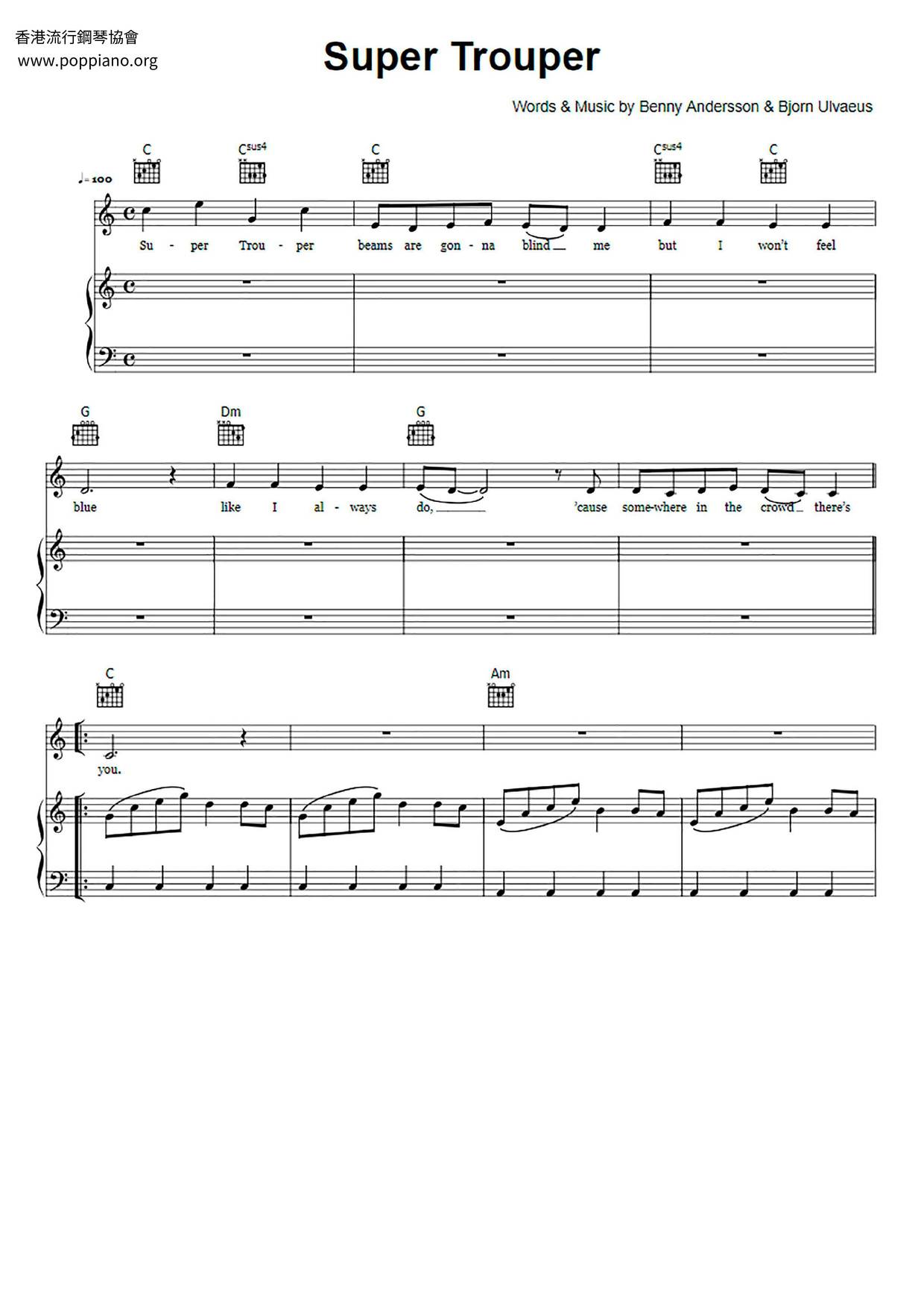 Abba-Super Trouper Sheet Music pdf, - Free Score Download ★