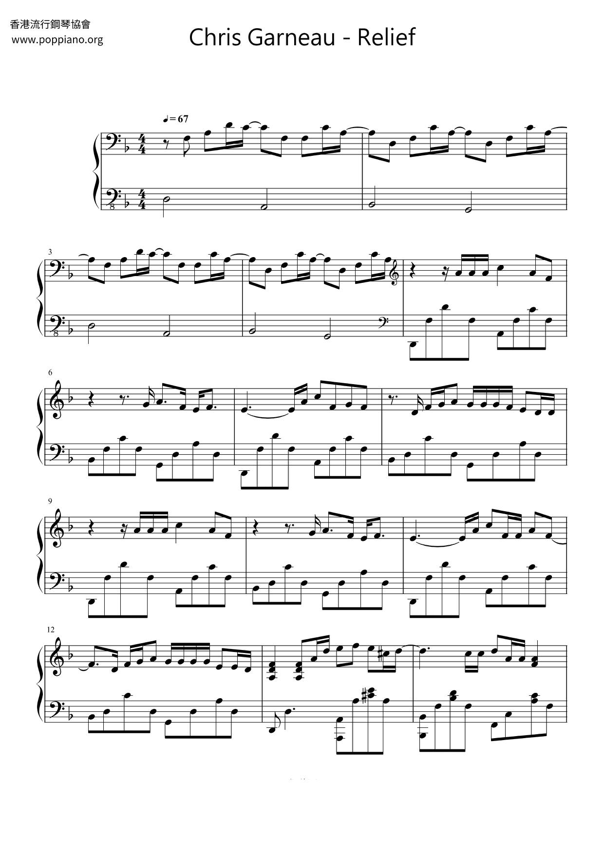 Chris Garneau-Relief Sheet Music pdf, - Free Score Download ★
