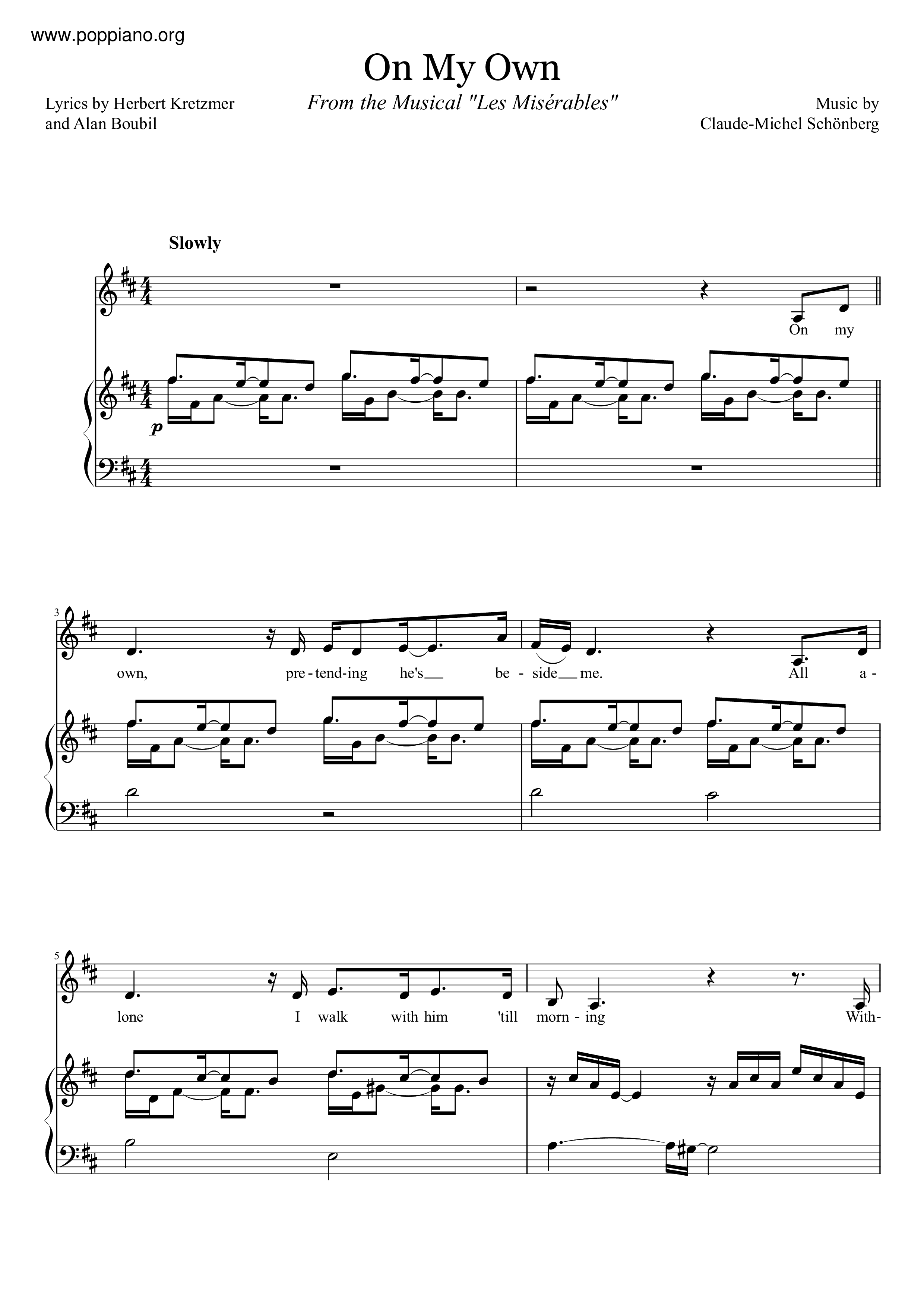 Les Miserables-On My Own Sheet Music pdf, (レ・ミゼラブル) - Free Score Download ★