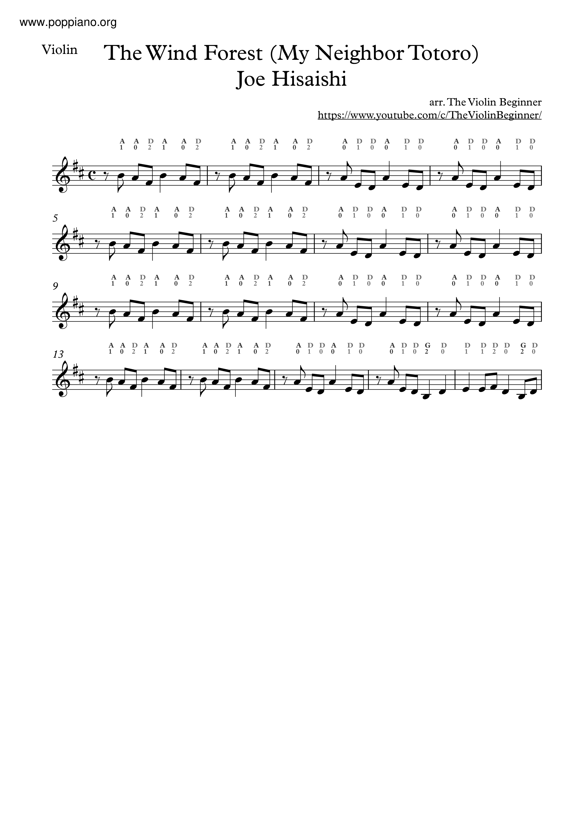 Joe Hisaishi-My Neighbor Totoro - The Wind Forest Sheet Music pdf, (ひさい ...