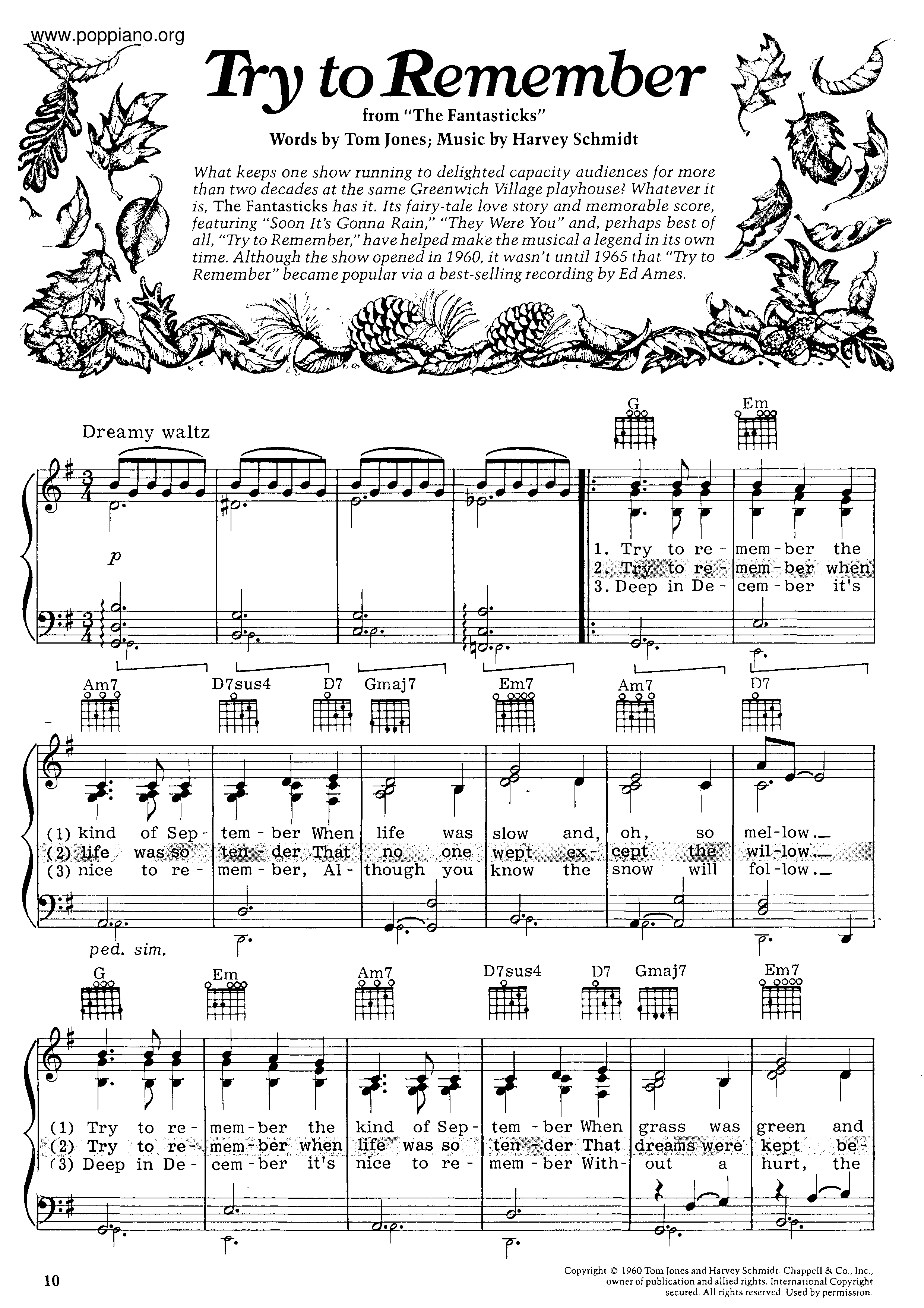 The Brothers Four-Try To Remember Sheet Music pdf, - Free Score Download ★