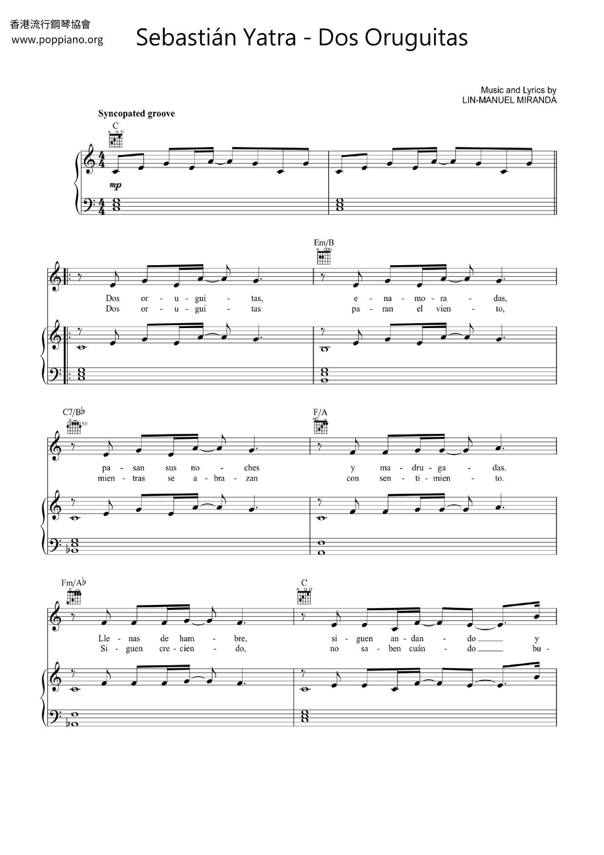 Movie Soundtrack-Encanto - Dos Oruguitas Sheet Music pdf, - Free Score ...