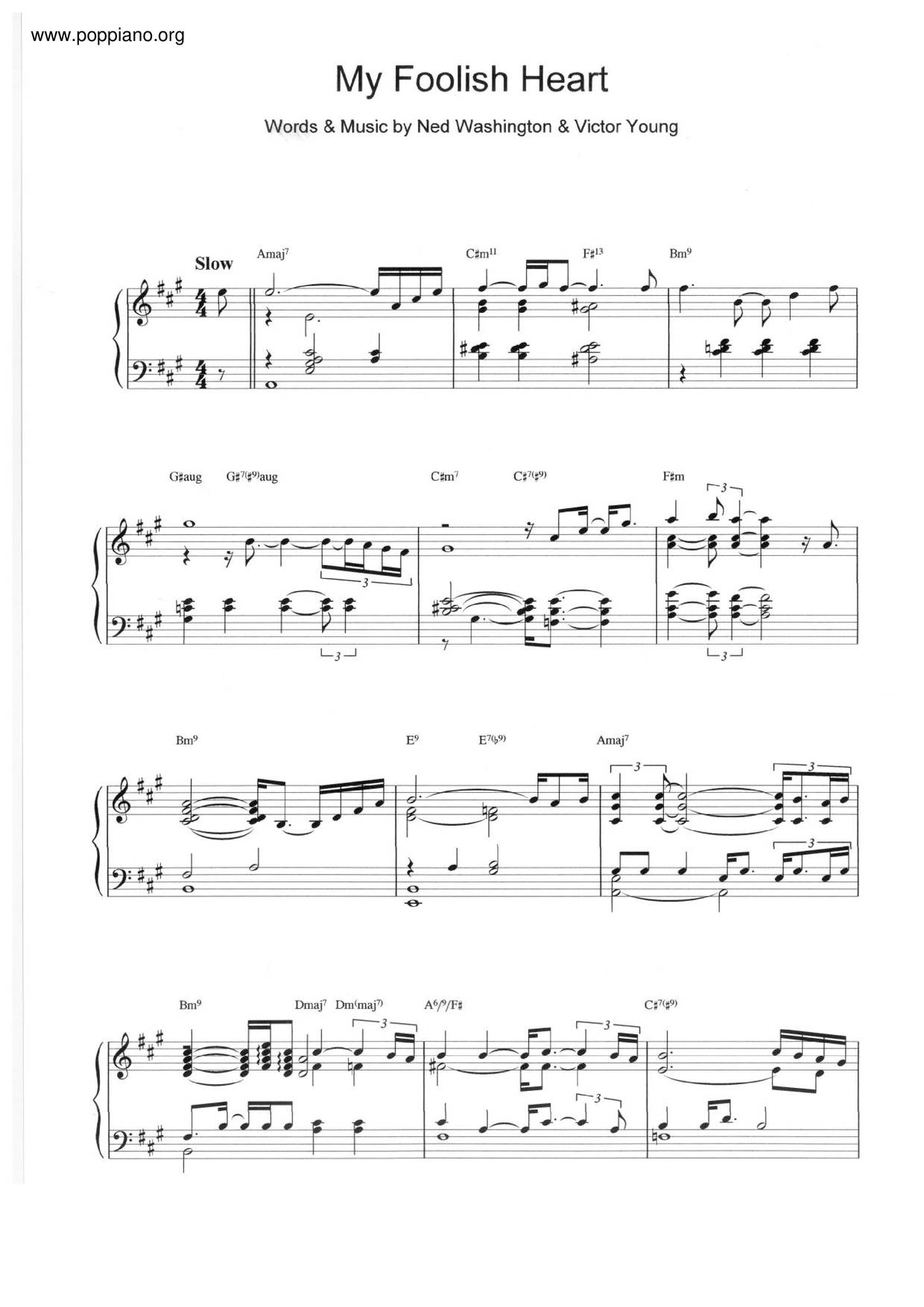 Movie Soundtrack-My Foolish Heart Sheet Music pdf, - Free Score Download ★