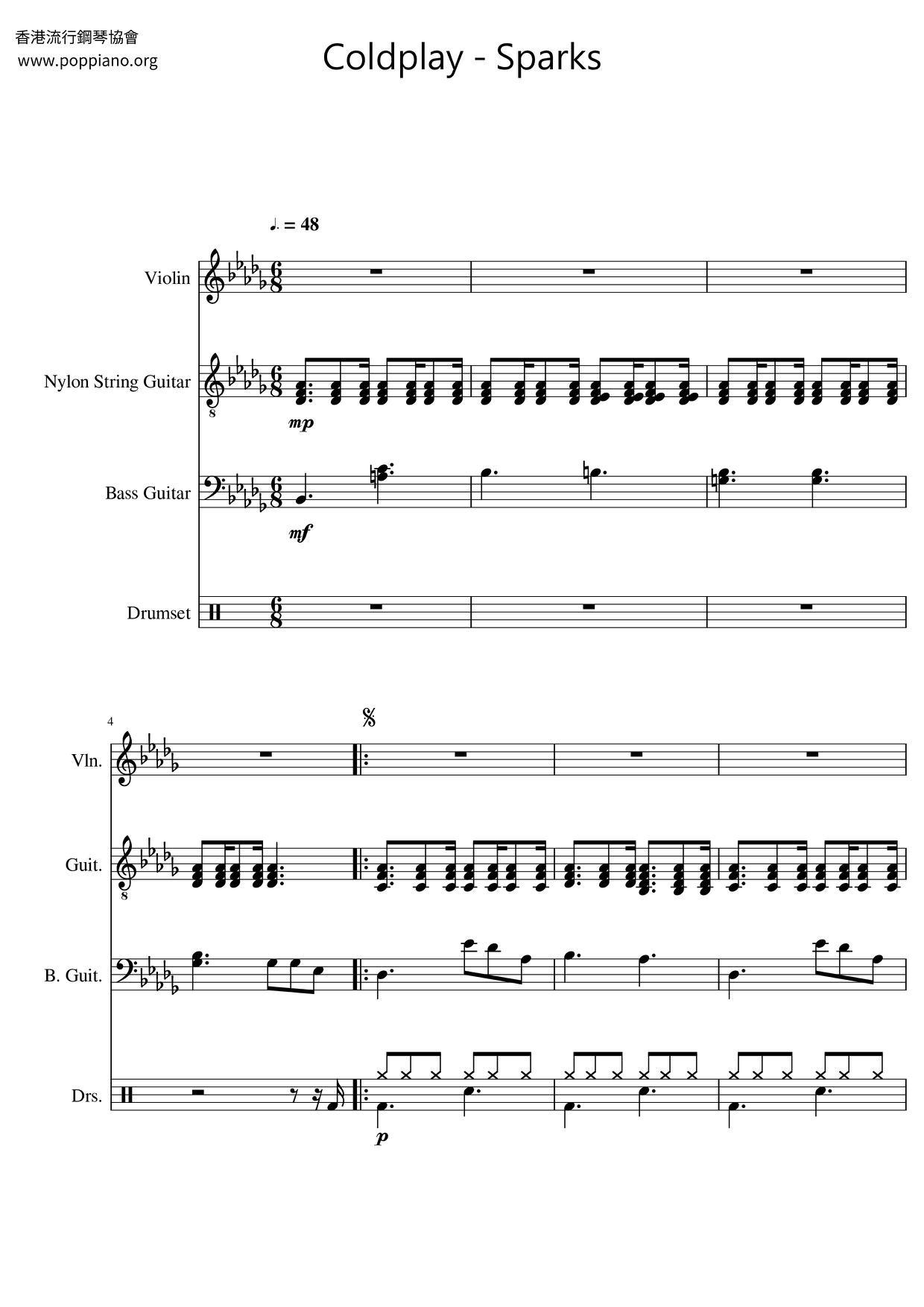 Coldplay-Sparks Sheet Music pdf, - Free Score Download ★