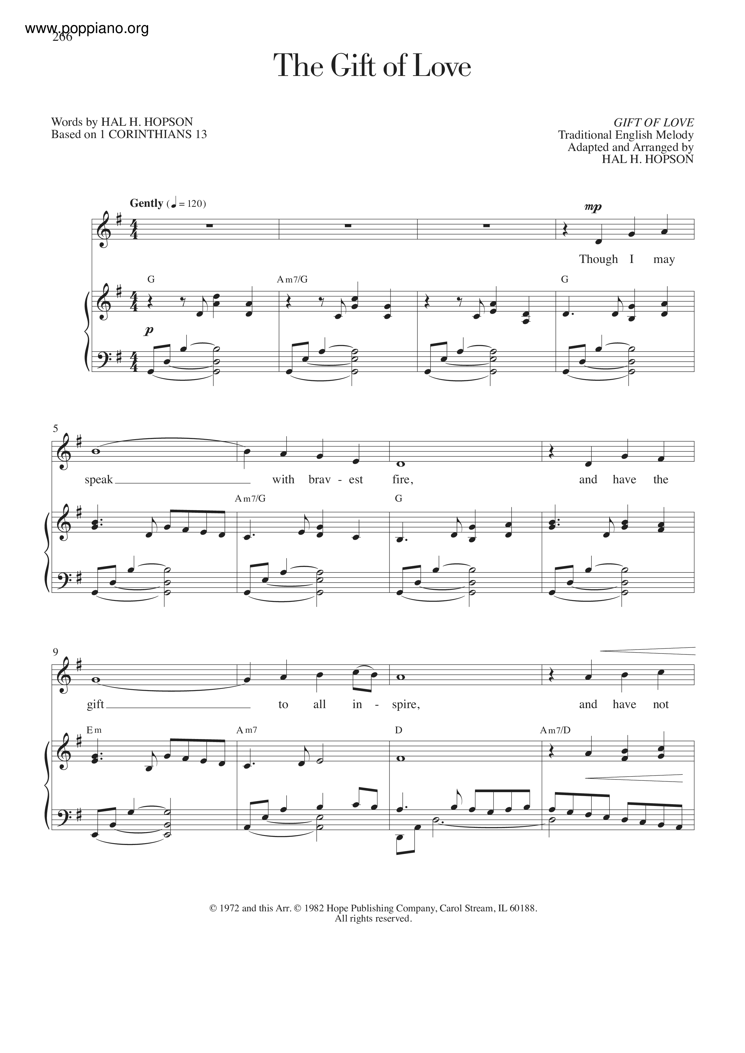 Hymn-The Gift Of Love Sheet Music pdf, - Free Score Download ★