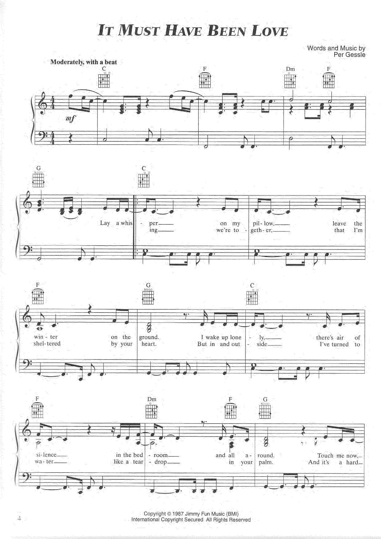 Roxette It Must Have Been Love Sheet Music Pdf Free Score Download roxette-it-must-have-been-love-sheet-music-pdf-free-score-download