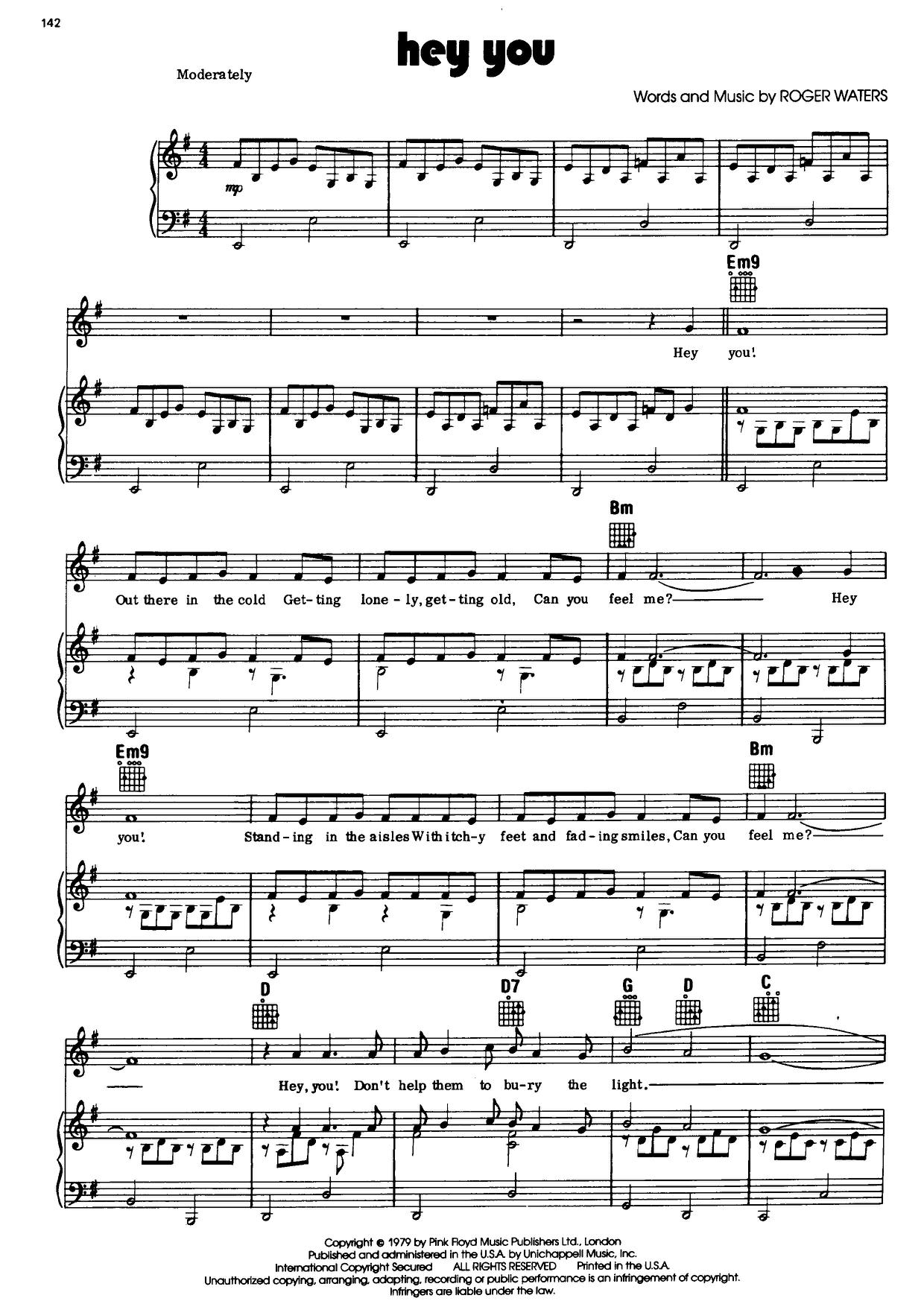 Pink Floyd-Hey You Sheet Music pdf, - Free Score Download ★