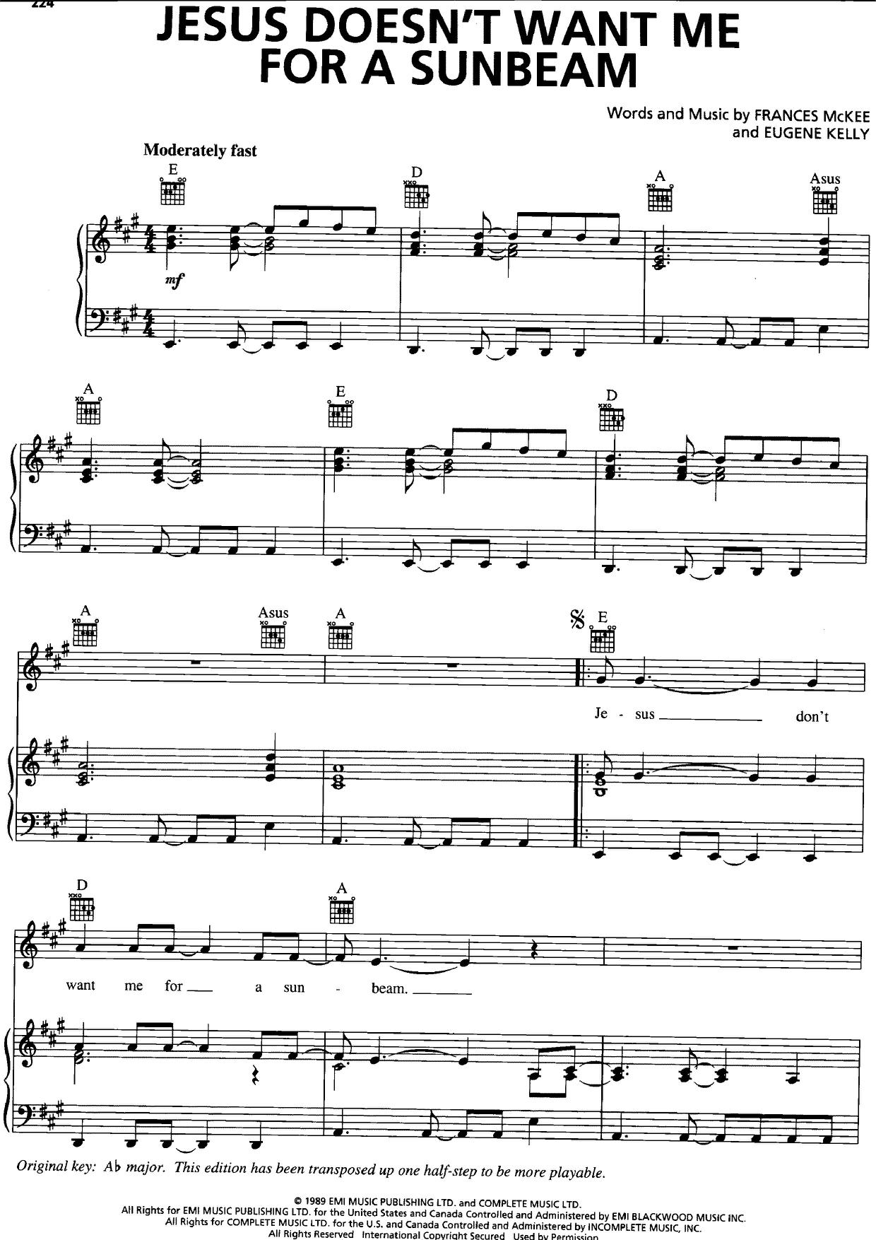 Nirvana-Jesus Doesn't Want Me For A Sunbeam Sheet Music pdf, - Free ...