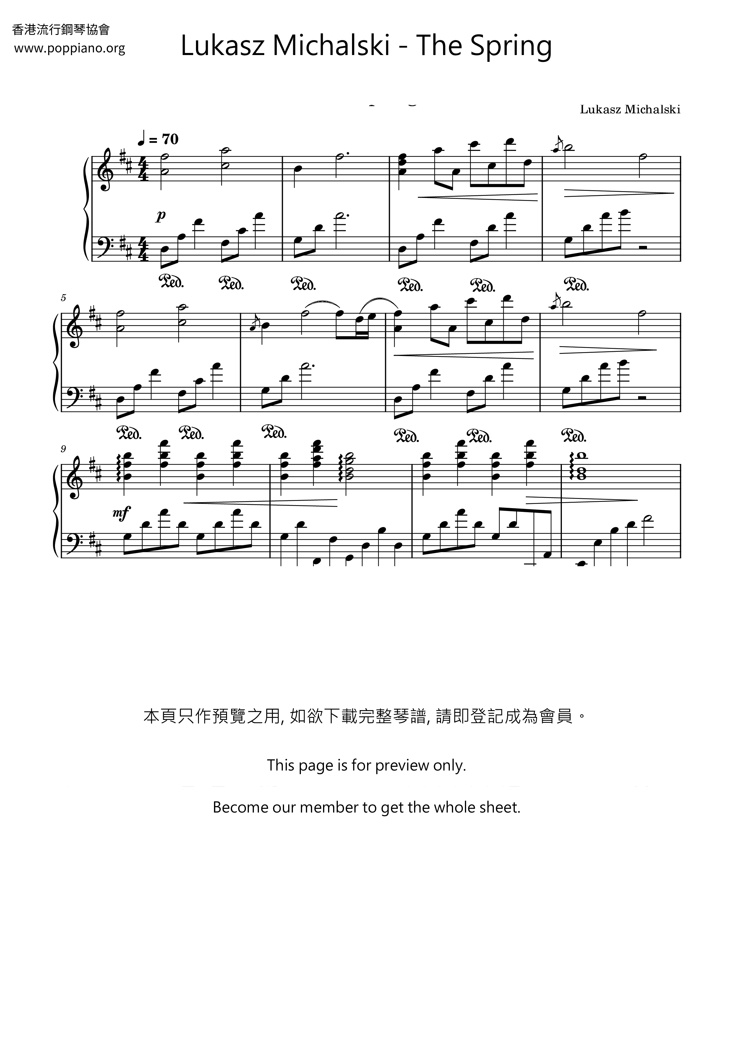 Lukasz Michalski-The Spring Sheet Music pdf, - Free Score Download ★