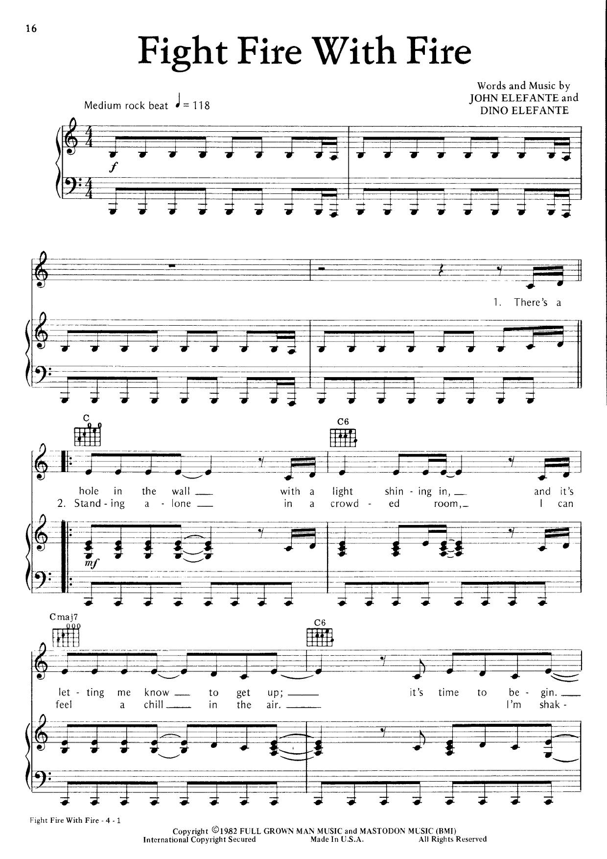 Kansas-Fight Fire With Fire Sheet Music pdf, - Free Score Download ★