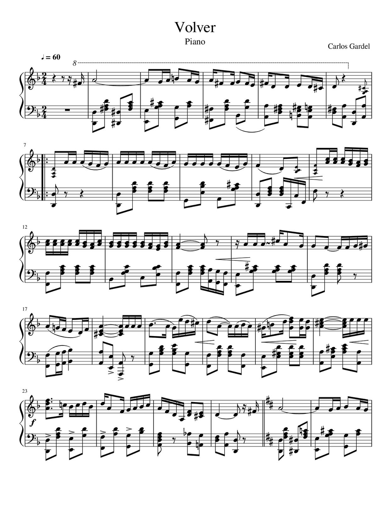 Carlos Gardel-Volver Sheet Music pdf, - Free Score Download ★