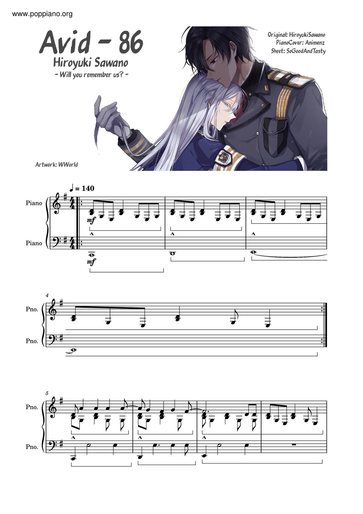 Sawano Hiroyuki[nZk]-Avid Sheet Music pdf, - Free Score Download ★