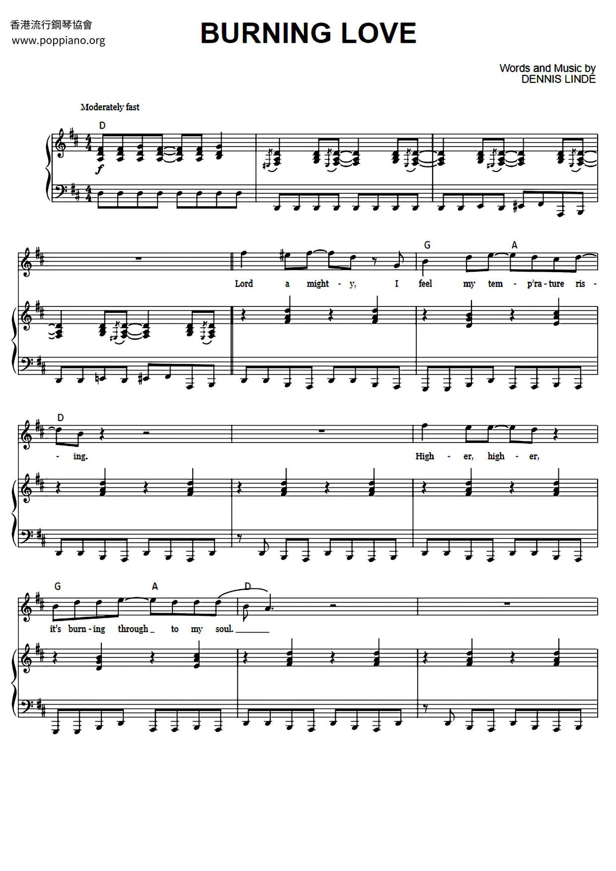 Elvis Presley-Burning Love Sheet Music pdf, - Free Score Download ★