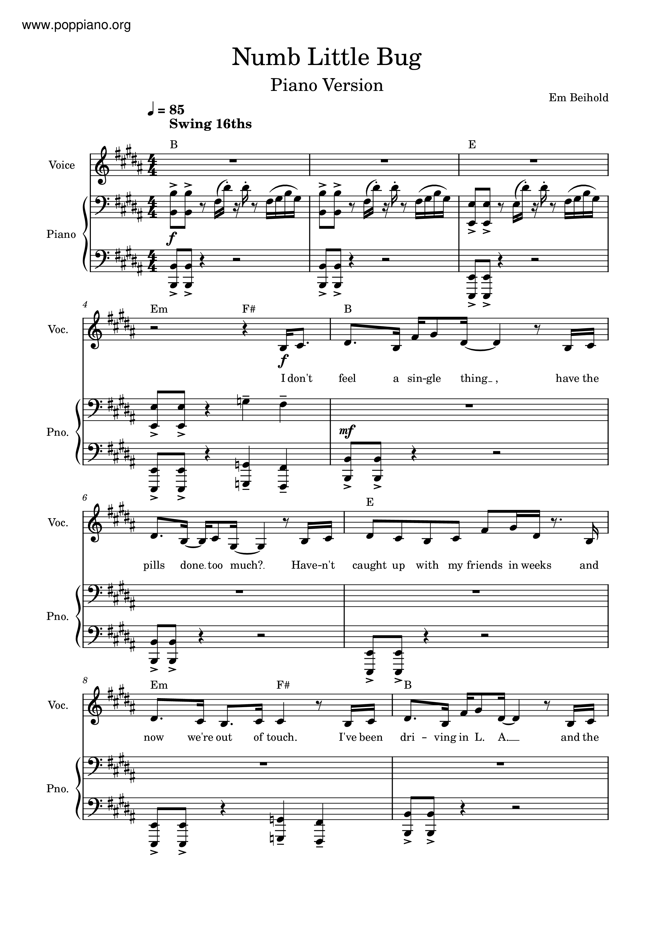 Em Beihold-Numb Little Bug Sheet Music pdf, - Free Score Download ★