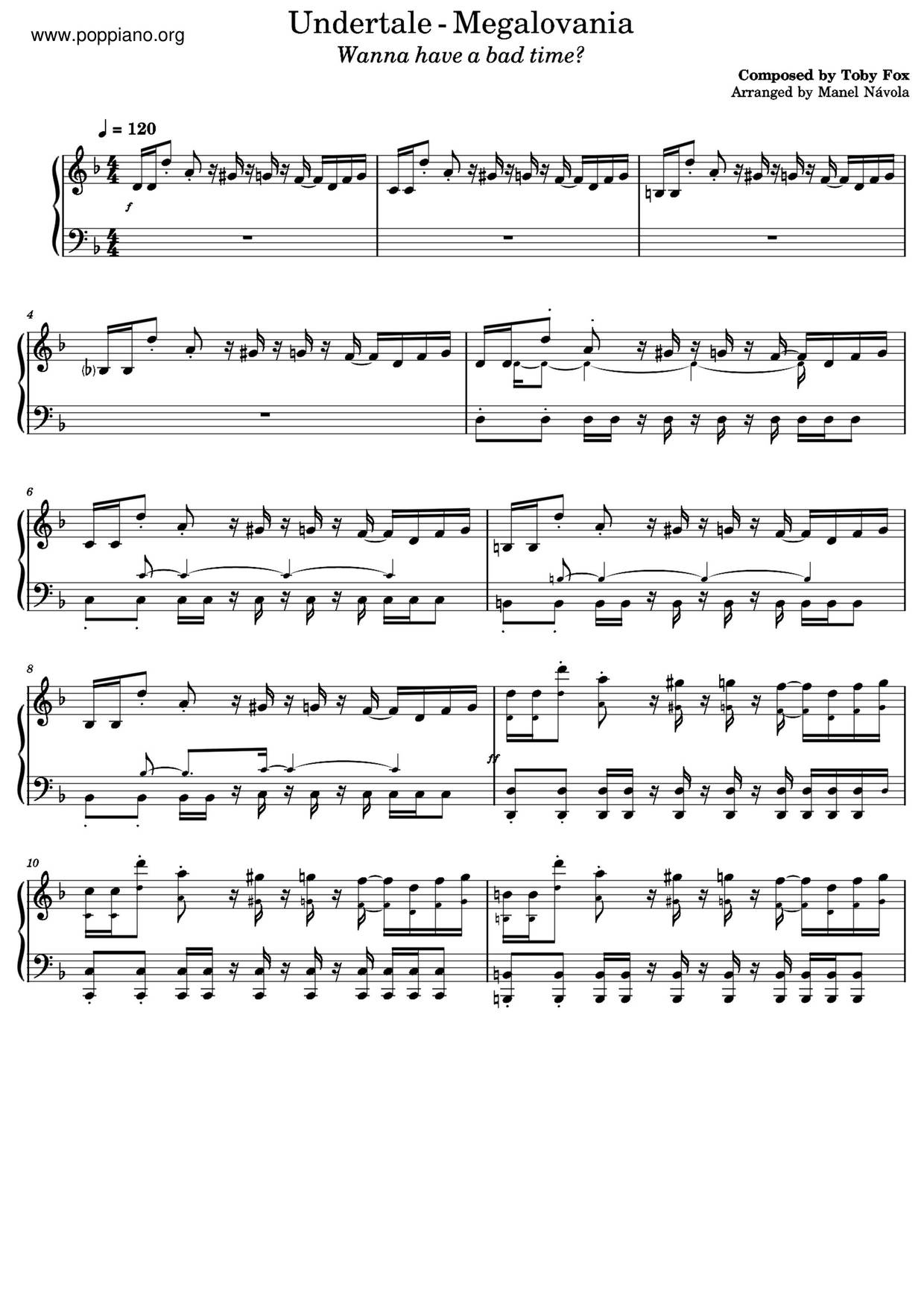 Undertale-Undertale - Megalovania Sheet Music pdf, - Free Score Download ★