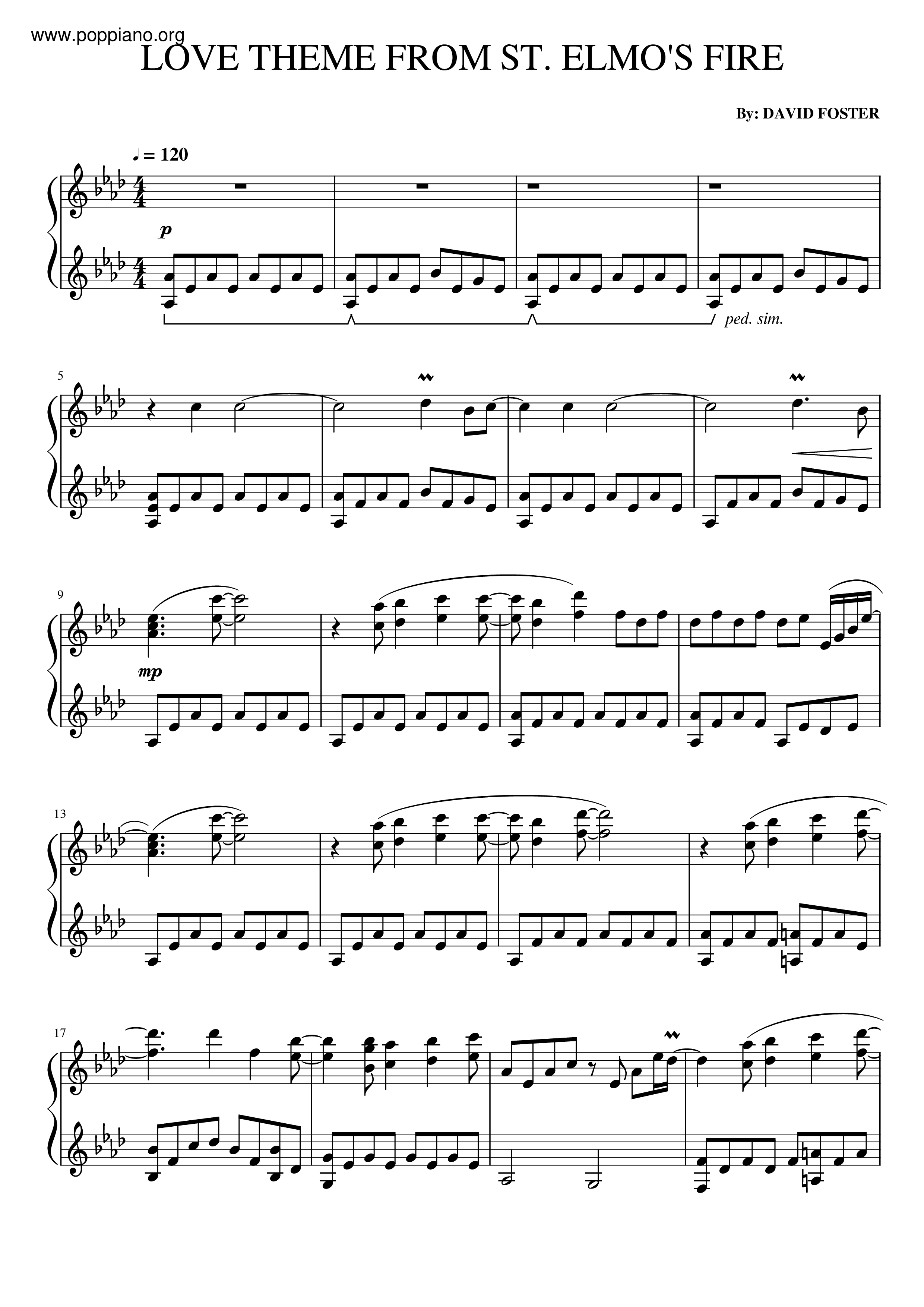 David Foster-St. Elmo's Fire Sheet Music pdf, - Free Score Download ★