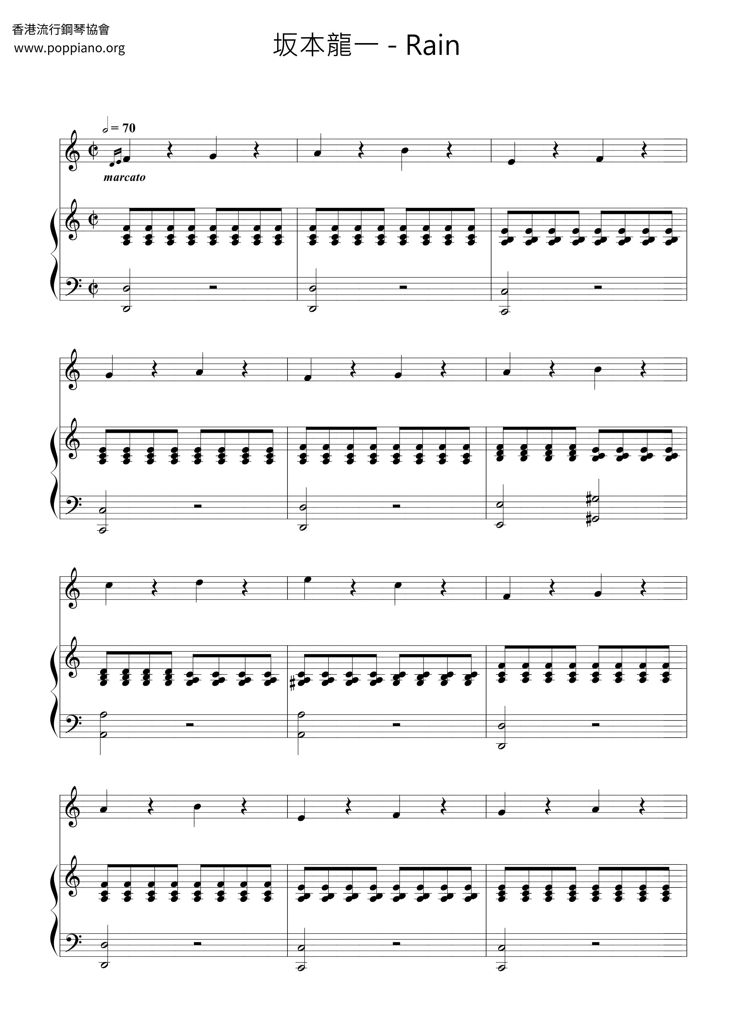 Ryuichi Sakamoto-Rain Sheet Music pdf, -메리와 마녀의 꽃 楽譜 (さかもと りゅういち ...
