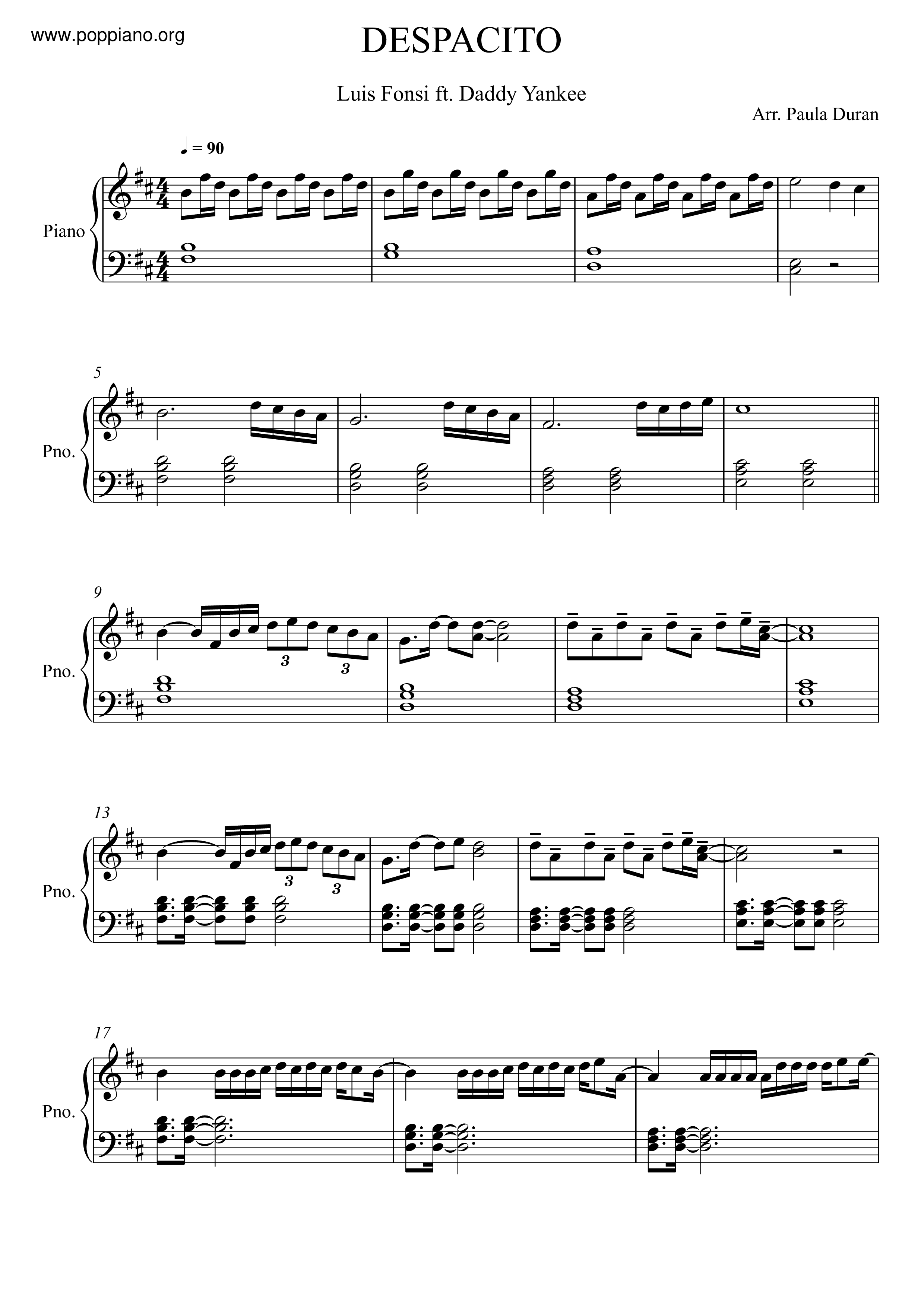 Luis Fonsi, Daddy Yankee-Despacito Sheet Music pdf, - Free Score Download ★