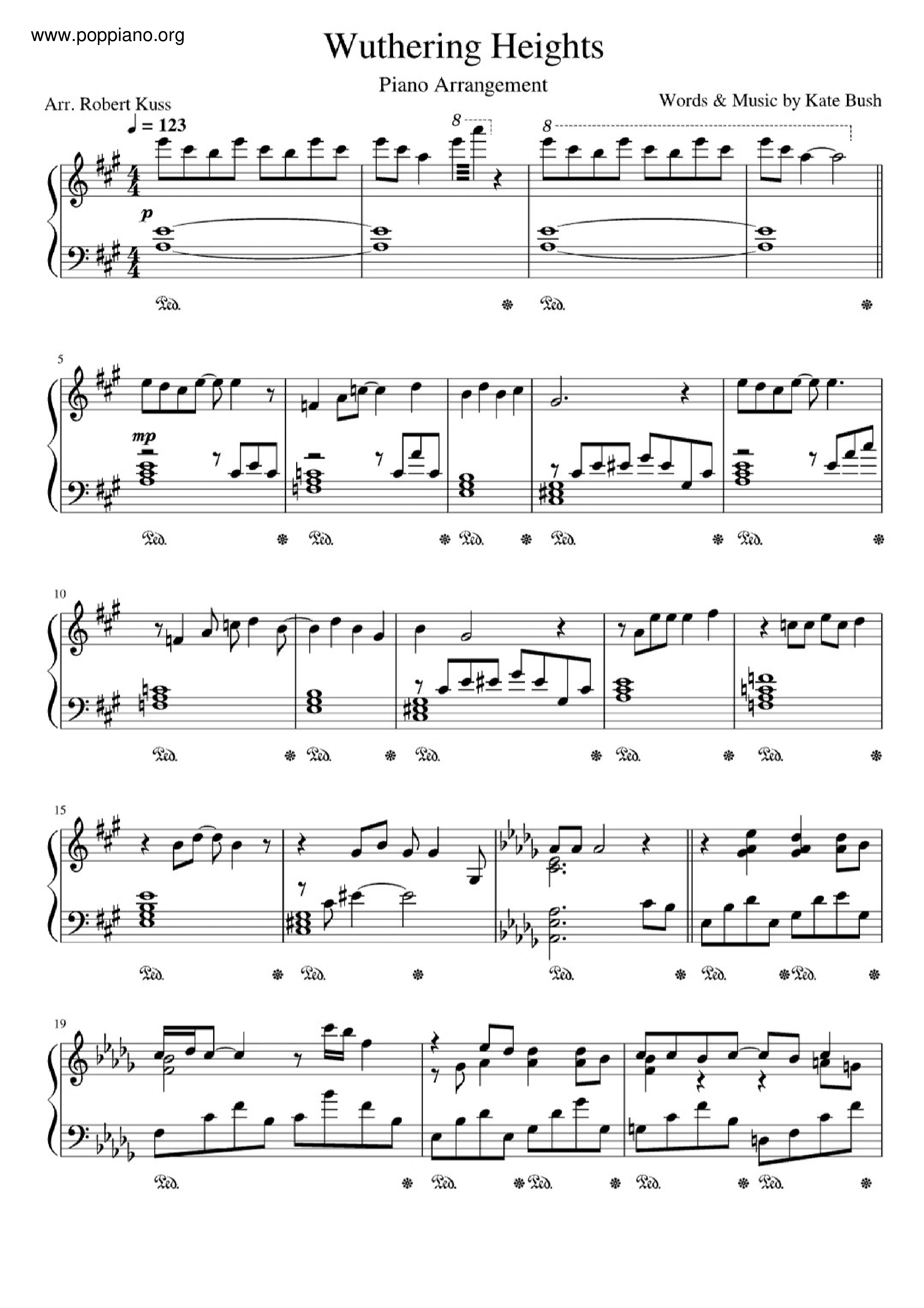 Kate Bush-Wuthering Heights Sheet Music pdf, - Free Score Download ★
