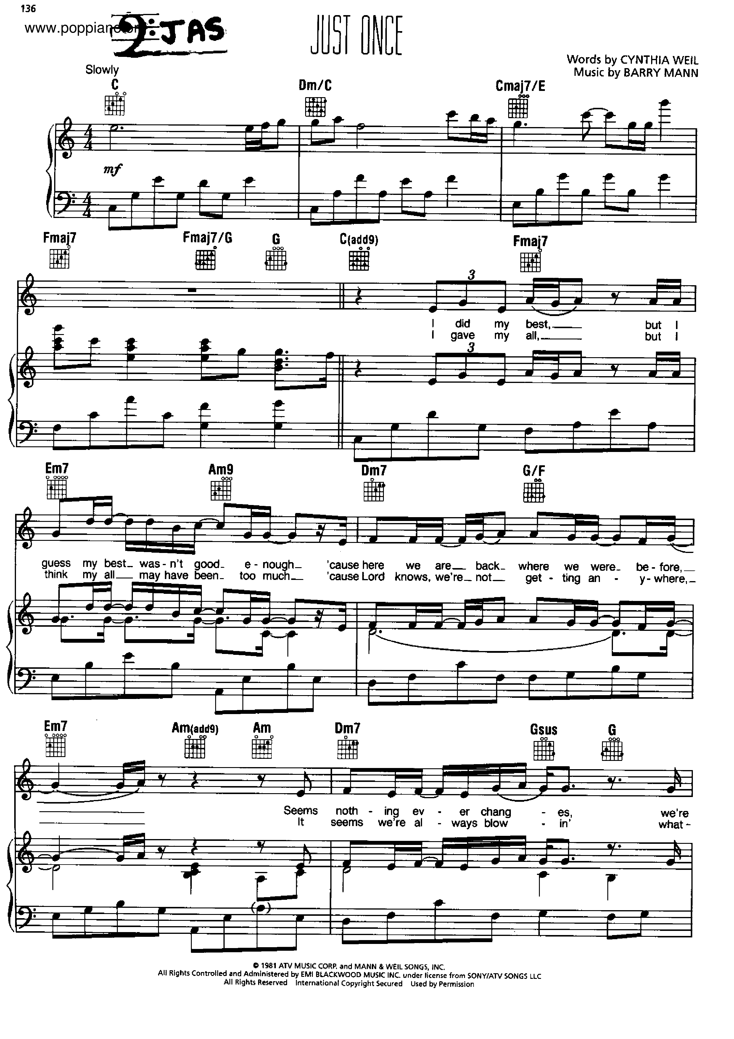 James Ingram-Just Once Sheet Music pdf, - Free Score Download ★