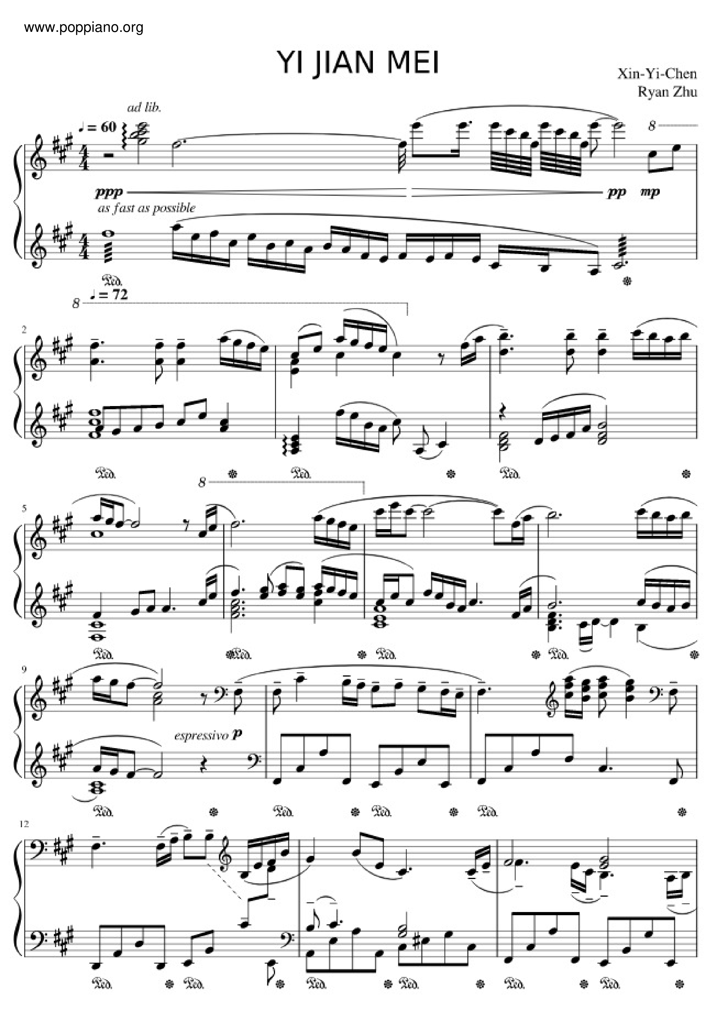Fei Yu Ching-Yi Jian Mei / Xue Hua Piao Piao Sheet Music pdf, - Free Score Download ★