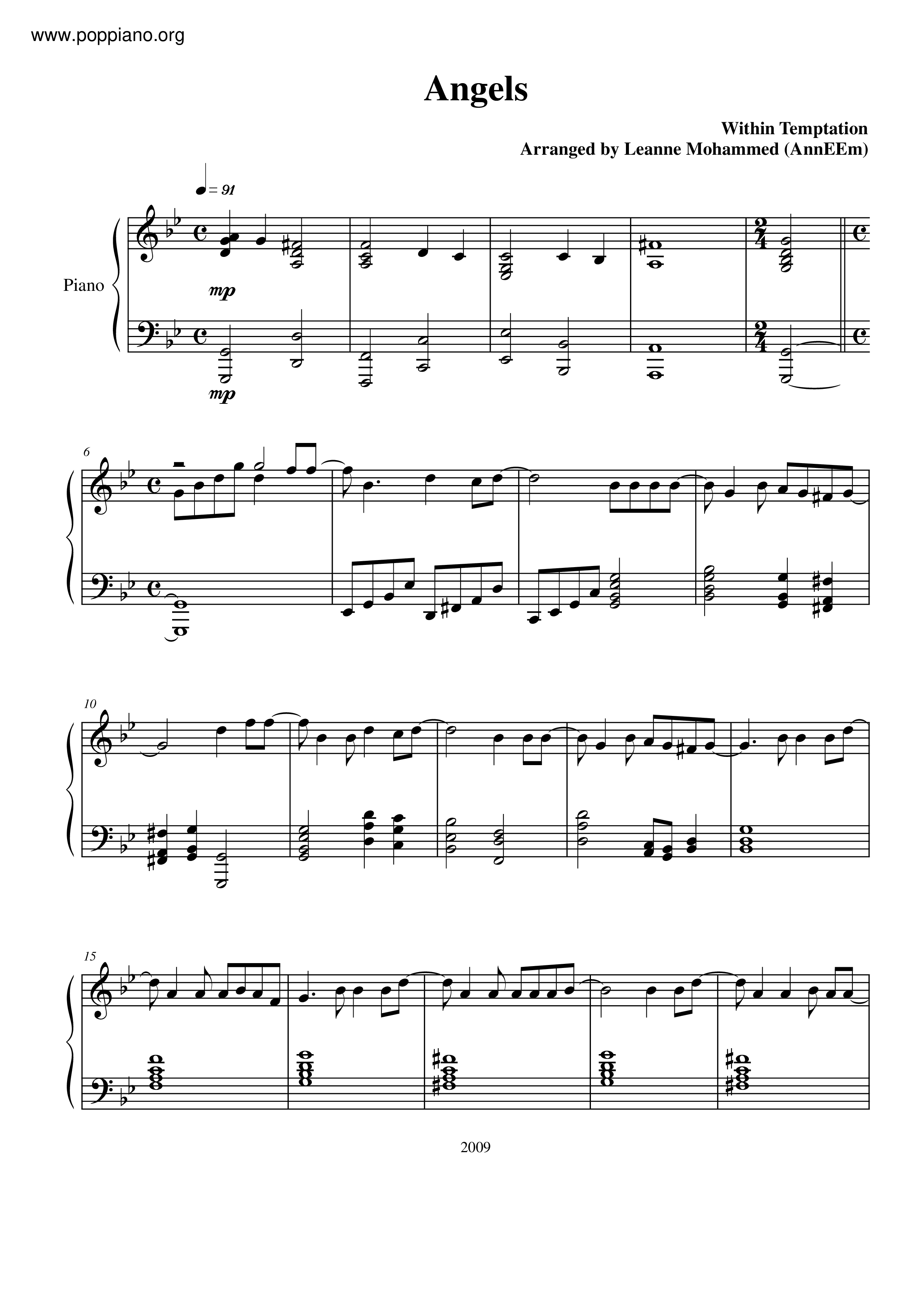 Within Temptation-Angels Sheet Music pdf, - Free Score Download ★